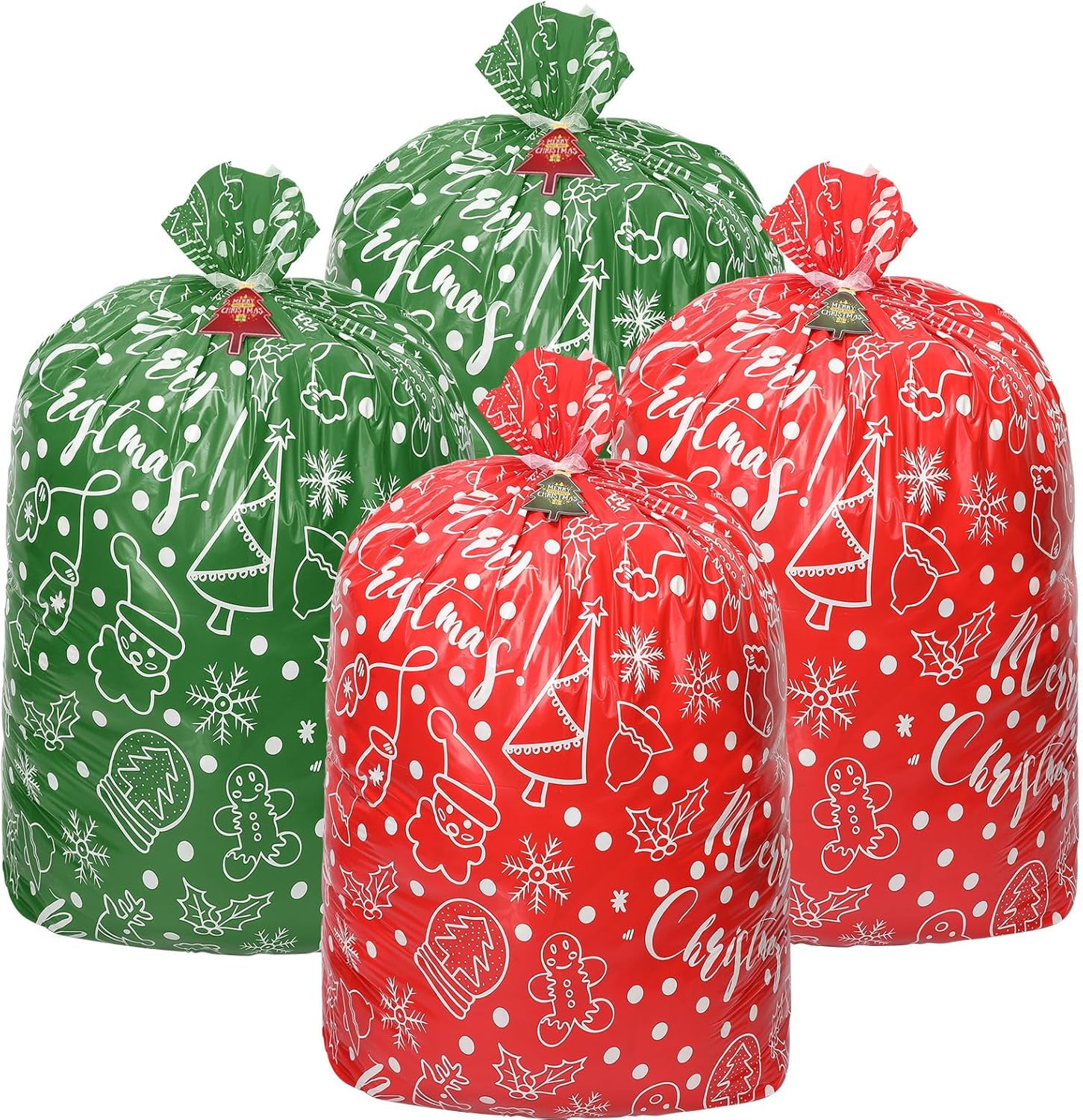 34pcs Christmas Gift Bags Assorted Sizes, Reusable Plastic Holiday ...