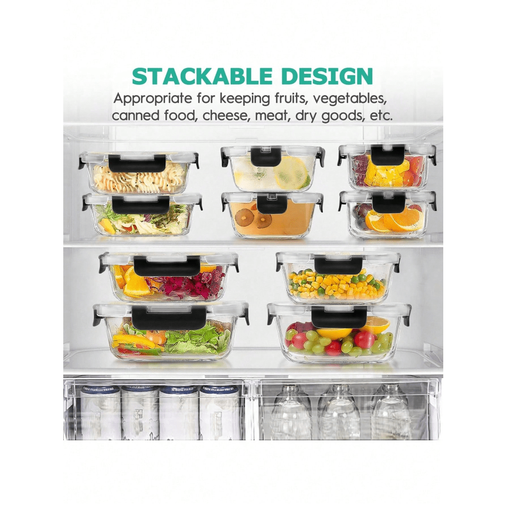 34pcs Glass Food Storage Containers With Lids Set, Airtight Glass Meal ...