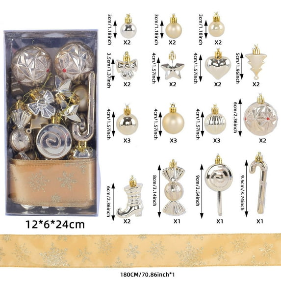 34pcs Set Christmas Candy Pendant Painteds Xmas Tree Decoration with ...