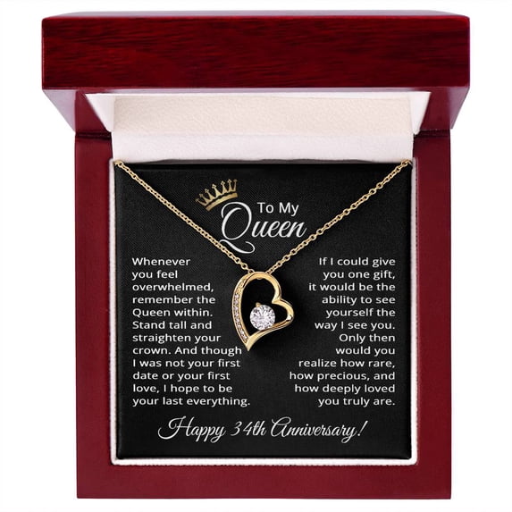 34th Anniversary Jewelry for Women 34 Years - To My Queen Necklace ...