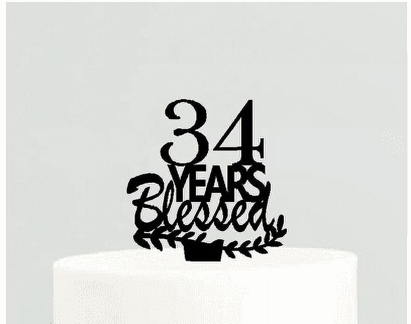 34th Birthday / Anniversary Blessed Years Cake Decoration Topper ...