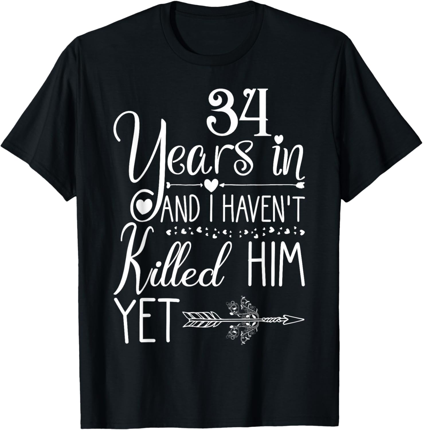 34th Wedding Anniversary for Her Wife Just Married 34 Years T-Shirt ...