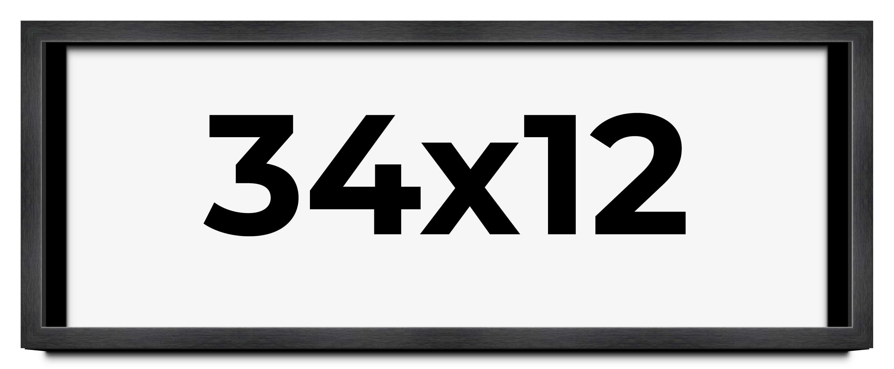 34x12 Shadow Box Frame Grey Charcoal Black | 0.875 Inches Deep | Wood ...
