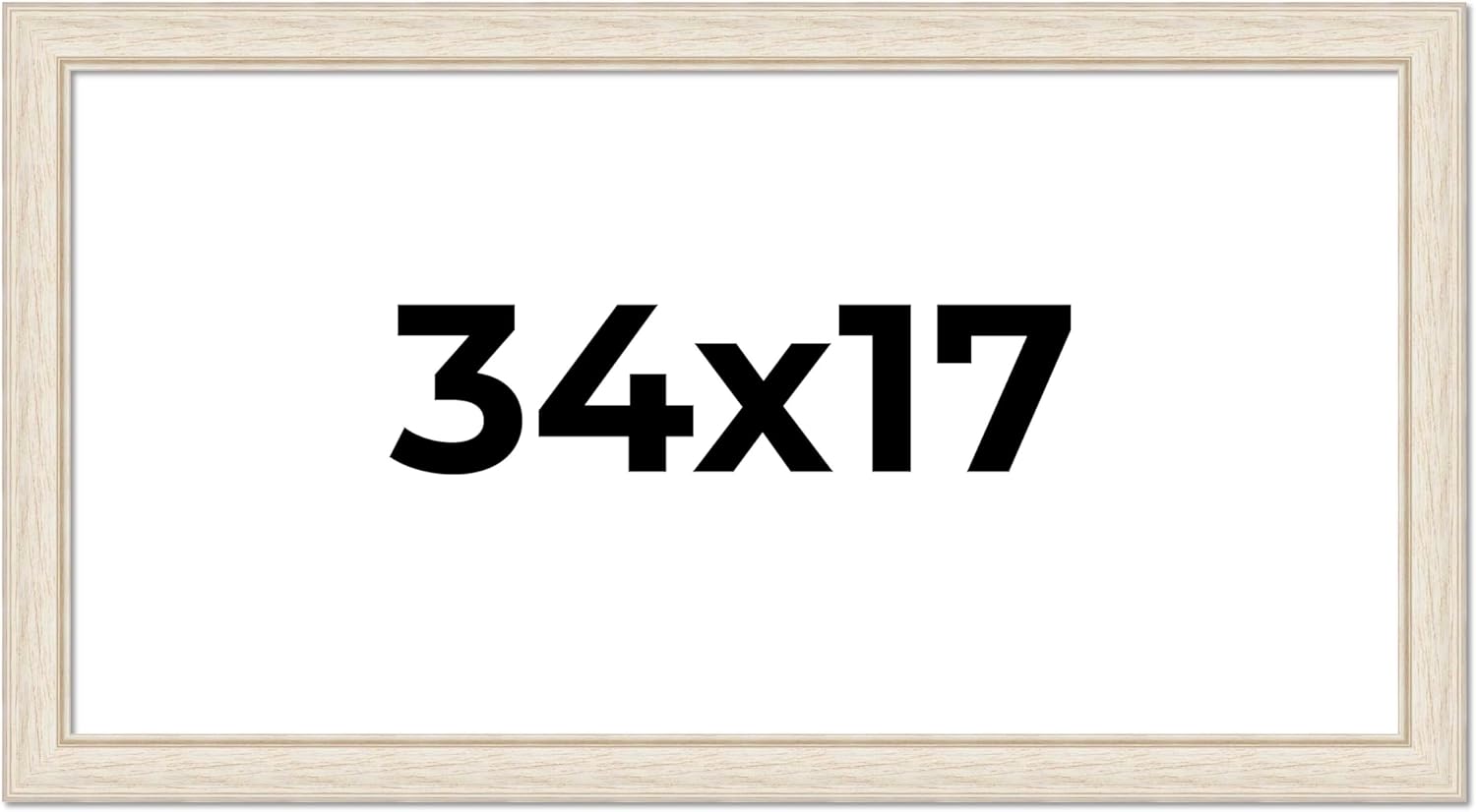 34x17 Frame White Wash Rustic Cream Picture Frame | 1.75 Inch Moulding ...
