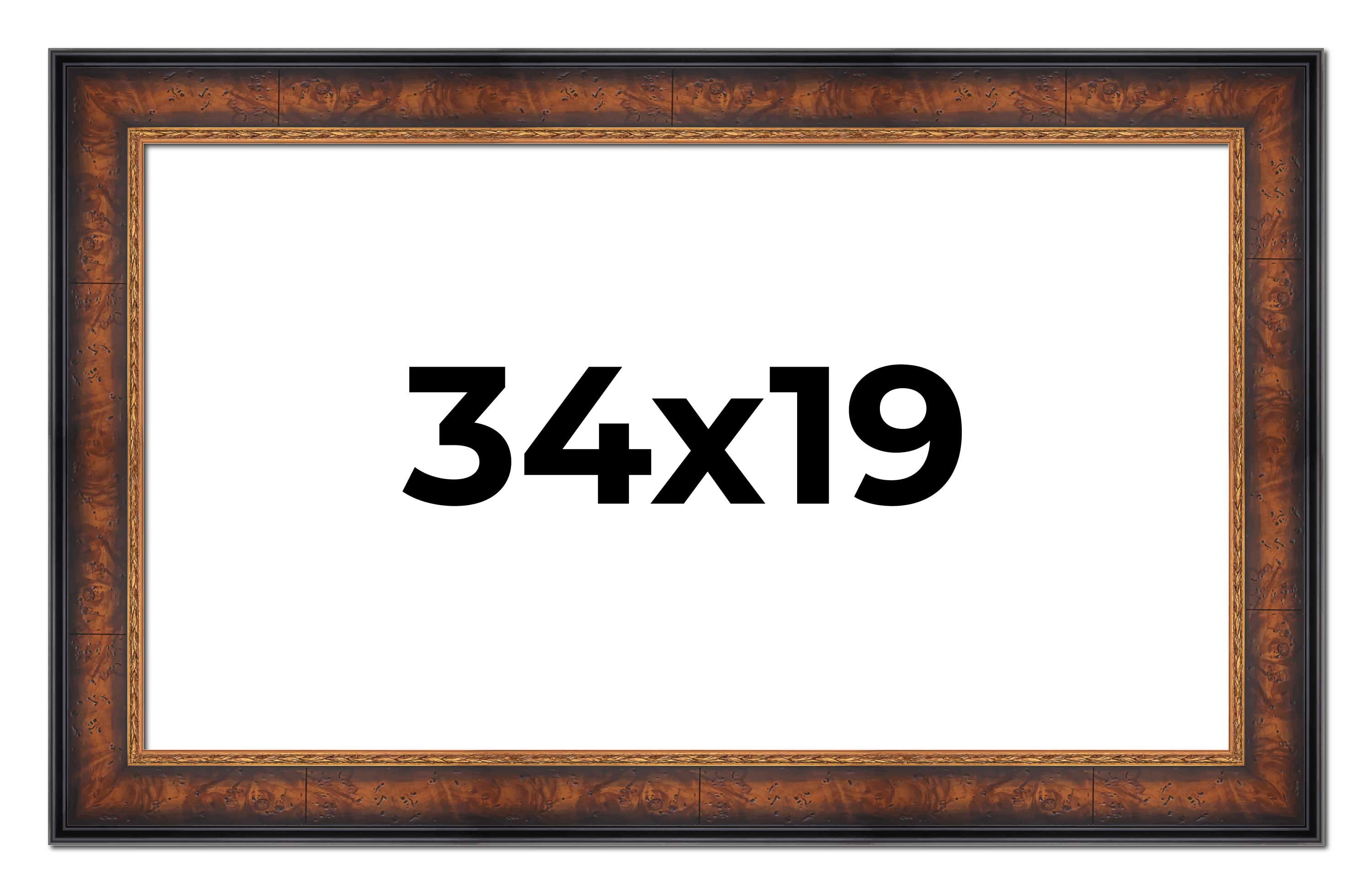 34x19 Frame Brown Walnut Gold Ornate Trim Solid Wood Plein Air Picture ...