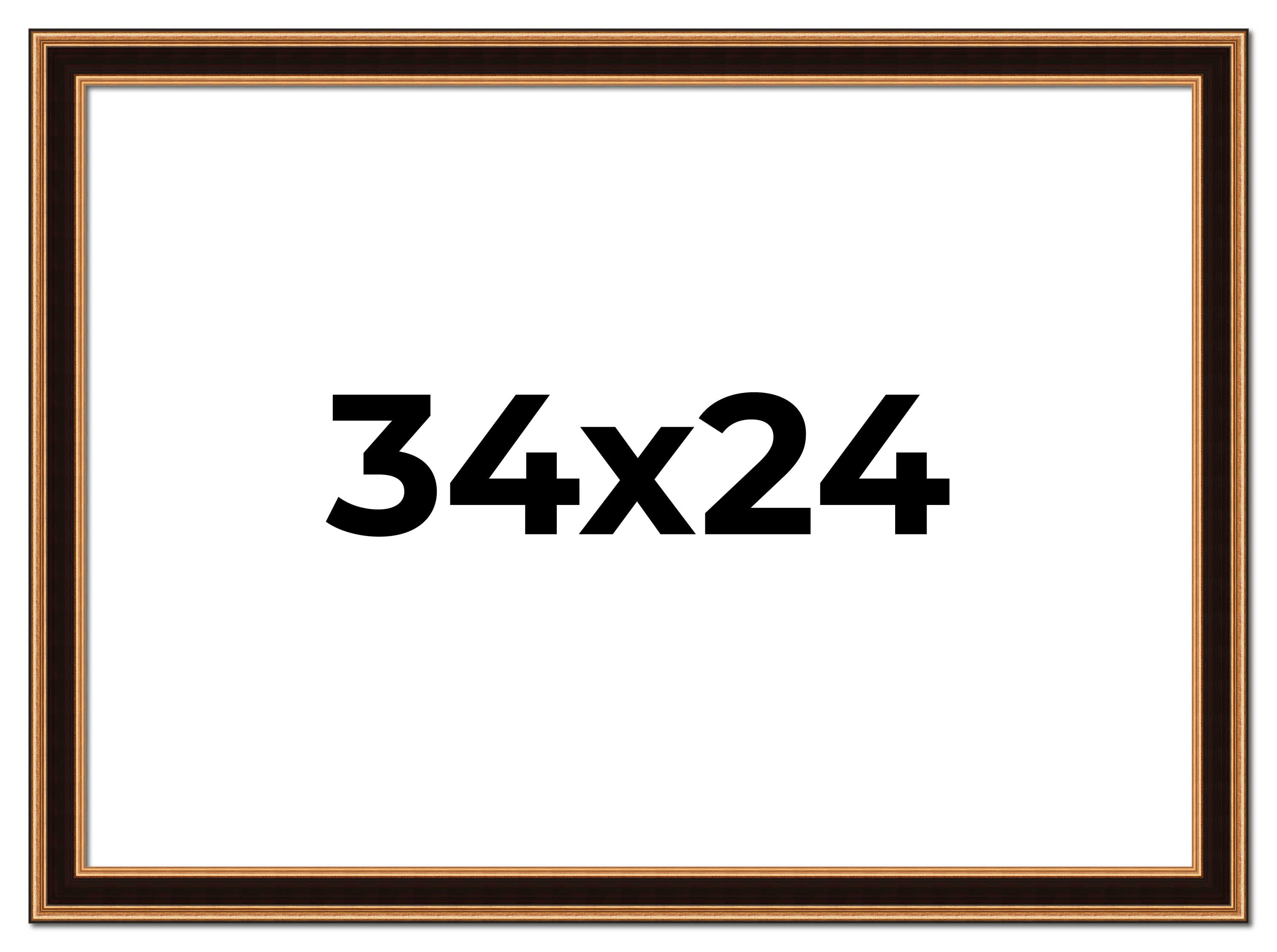 34x24 Frame Gold Brown Plein Air Vintage Solid Wood Picture Frame | 1. ...