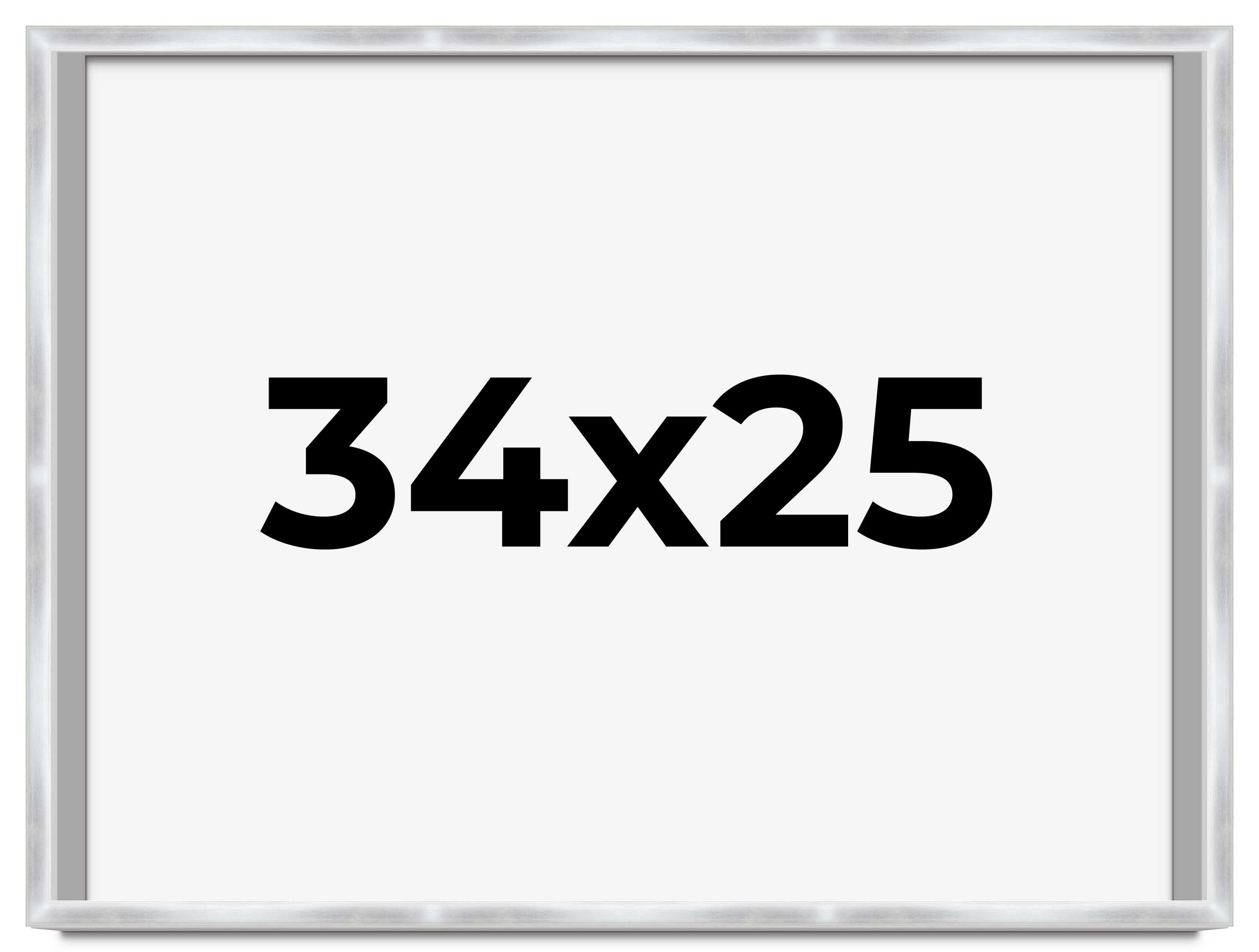 34x25 Frame Silver Whitewashed Wood Grain Solid Wood Shadow Box | 0.75 ...