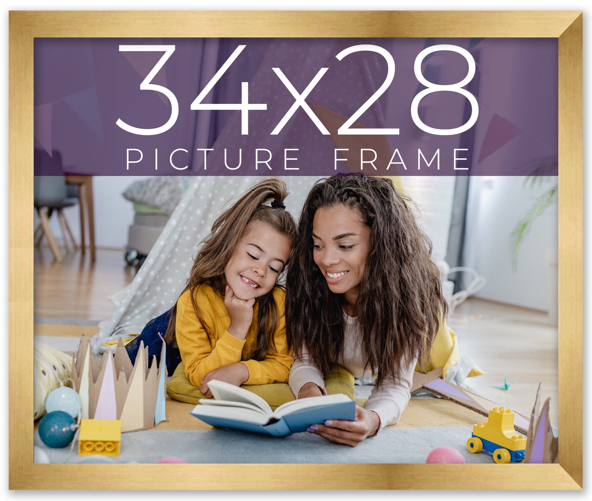 34x28 Frame Gold Bronze Solid Wood Picture Frame Width 0.75 Inches ...