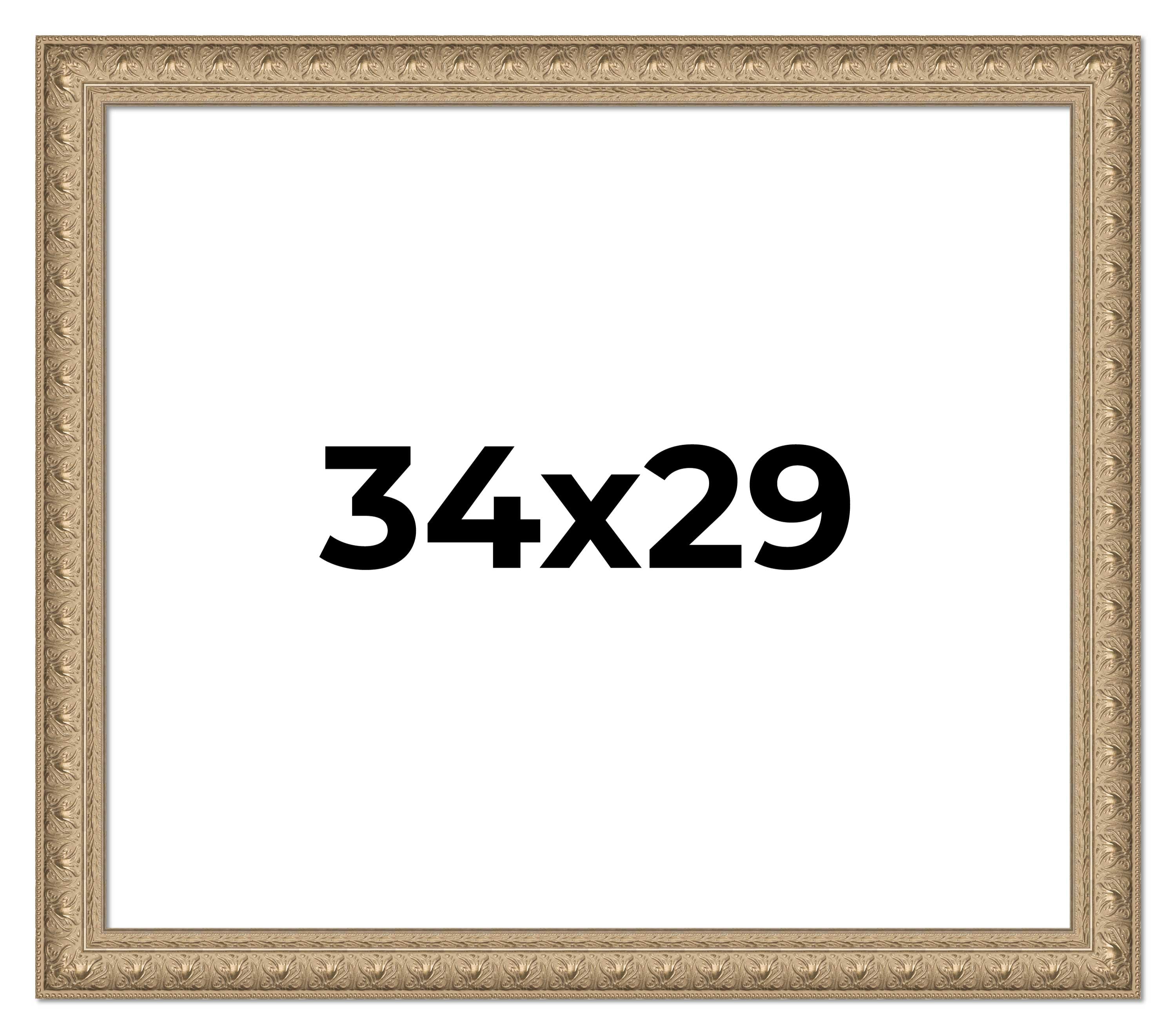 34x29 Frame Ornate Silver Beaded Solid Wood Picture Frame Width 2.5 ...