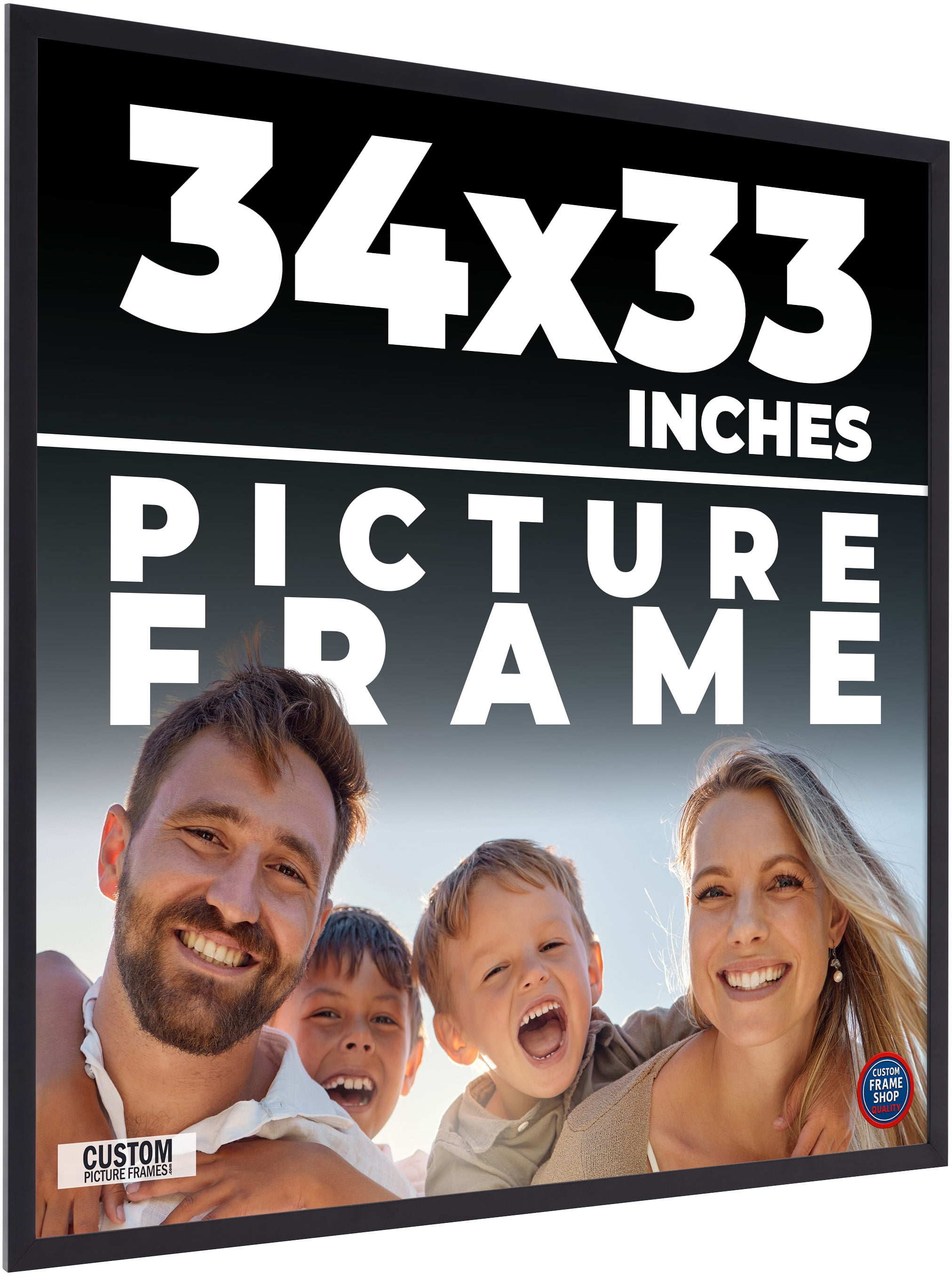 34x33 Frame Black Solid Wood Picture Frame | 0.75 Inch Moulding Width ...
