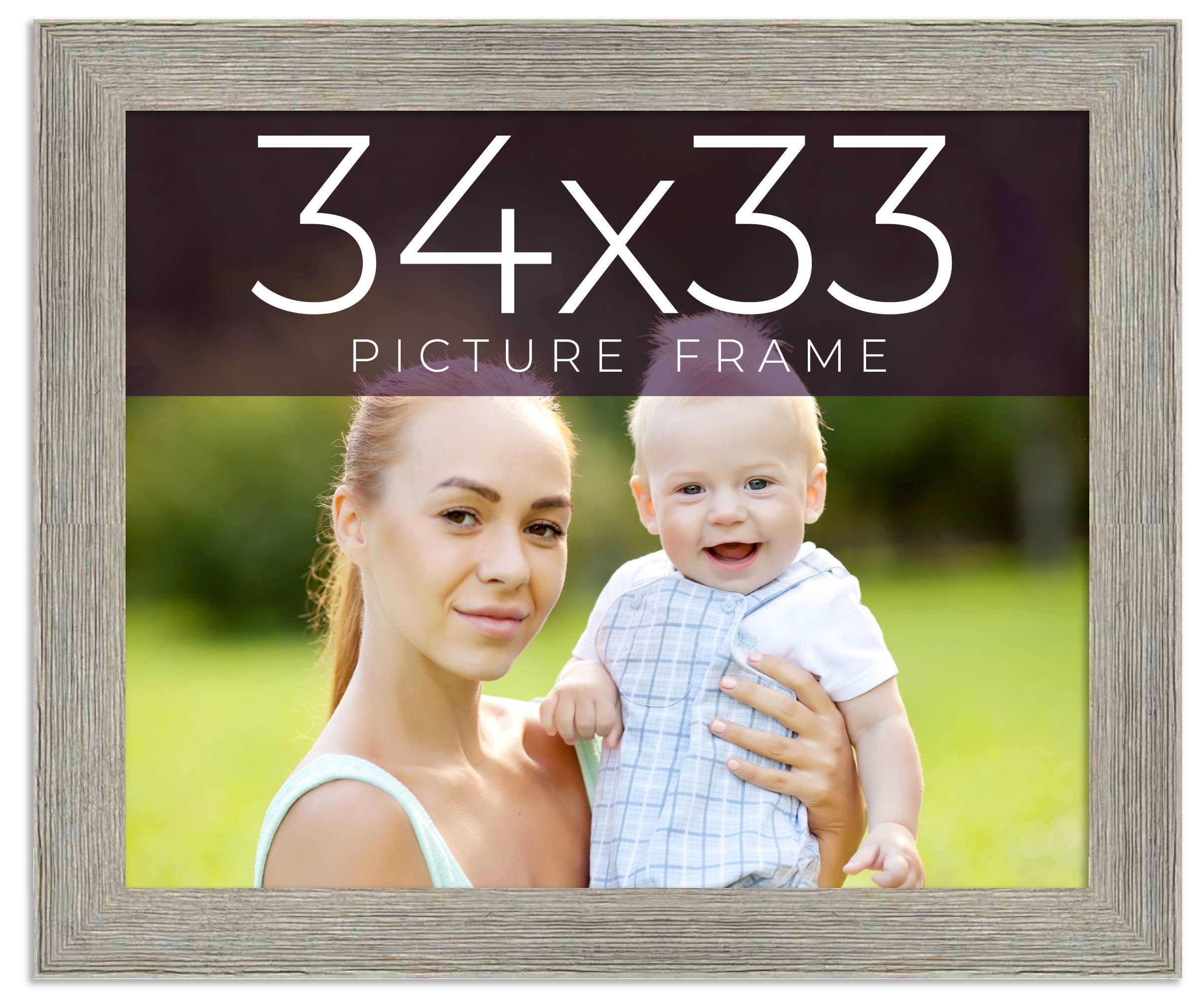 34x33 Frame Grey Real Wood Picture Frame Width 1.5 Inches | Interior ...