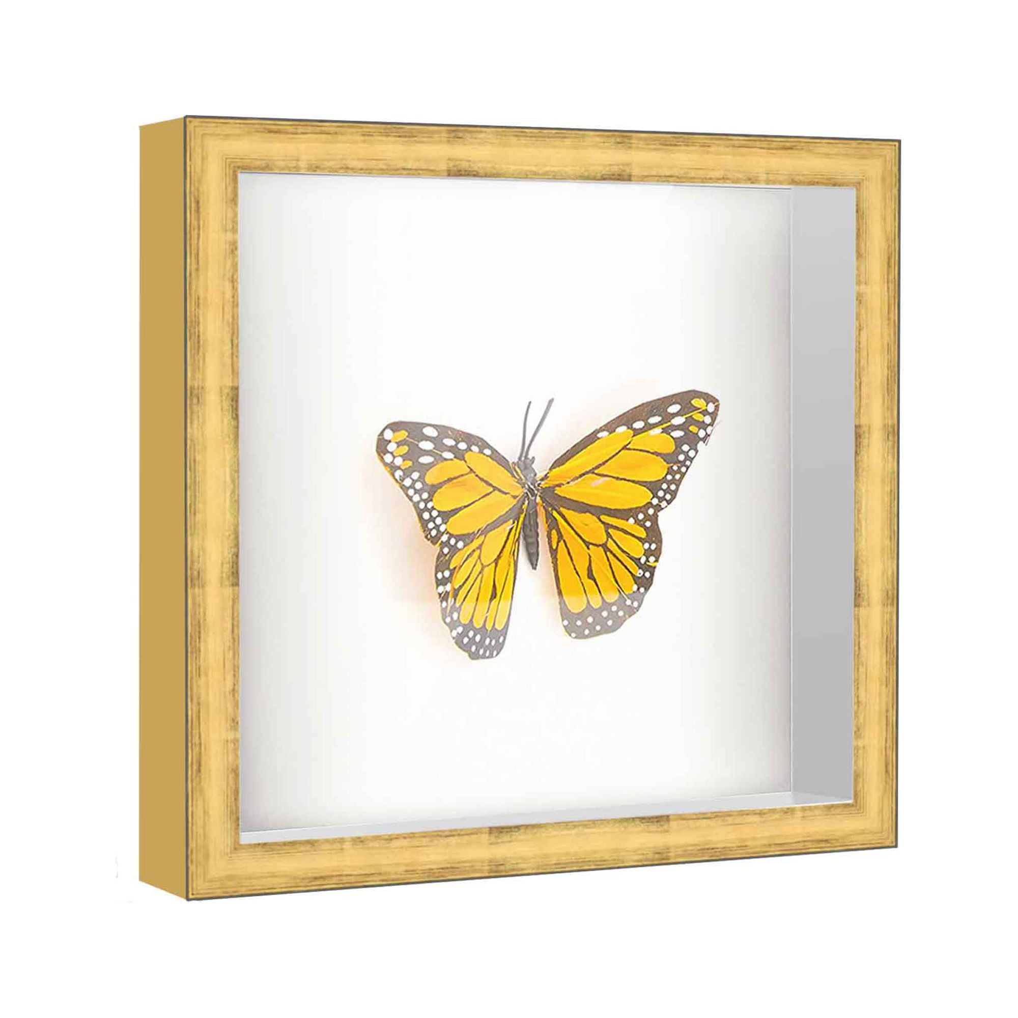 34x34 Shadow Box Frame Gold | 1.625 inches Deep Real Wood Contemporary ...