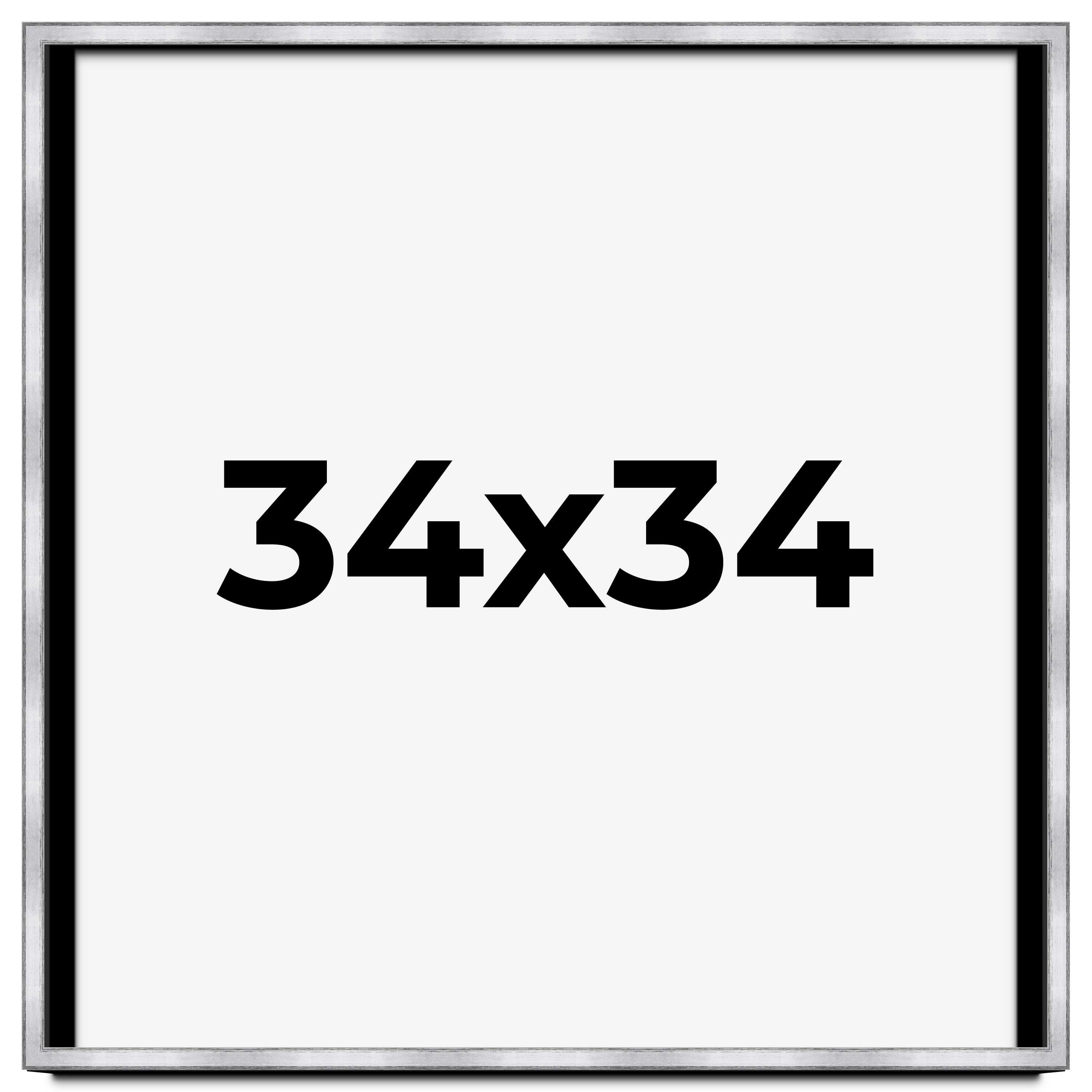 34x34 Shadow Box Frame Silver | 1.375 Inches Deep Real Wood ...