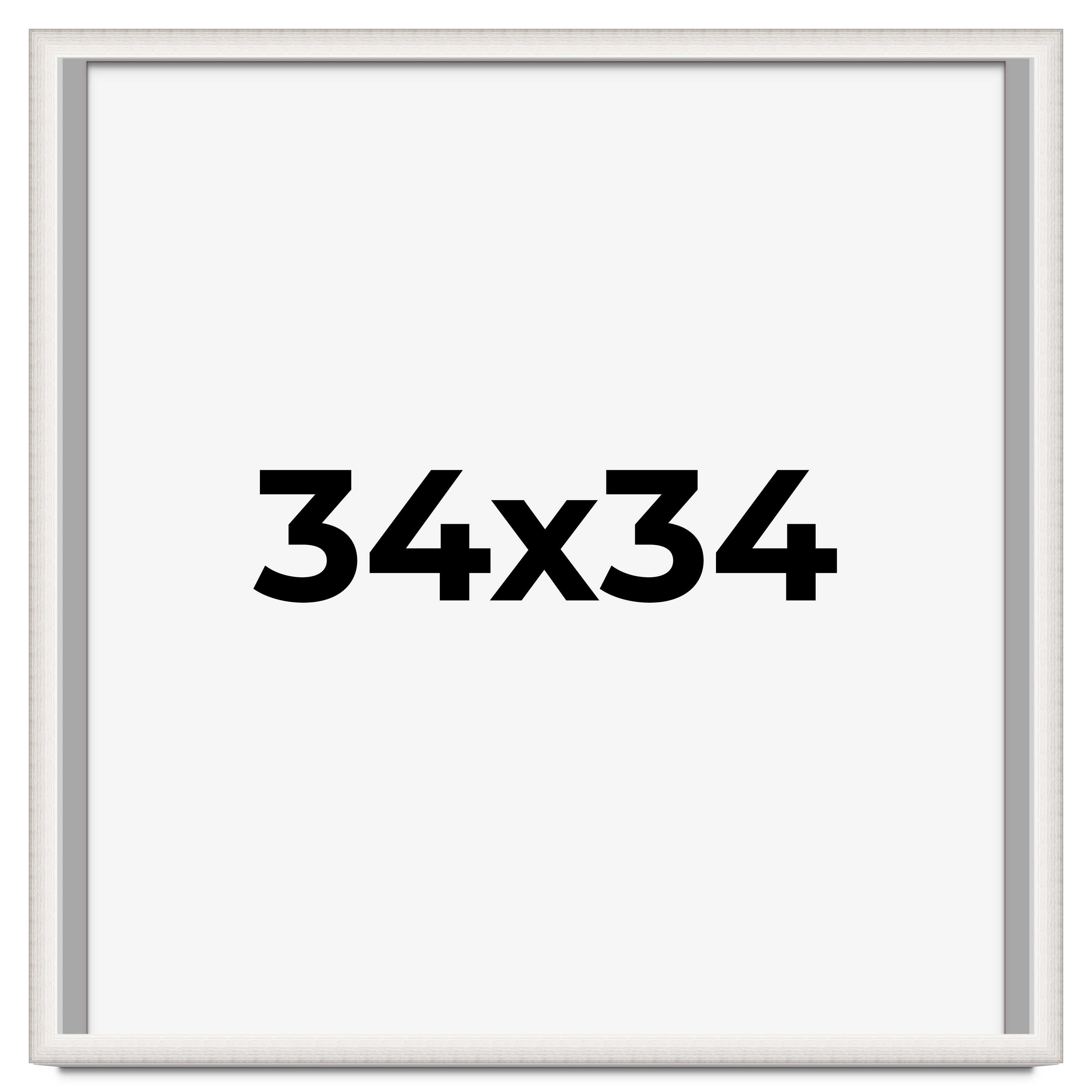 34x34 Shadow Box Silver Brushed Striped Display Frame | 1.625 Inches Deep | 1 Inch Moulding ...