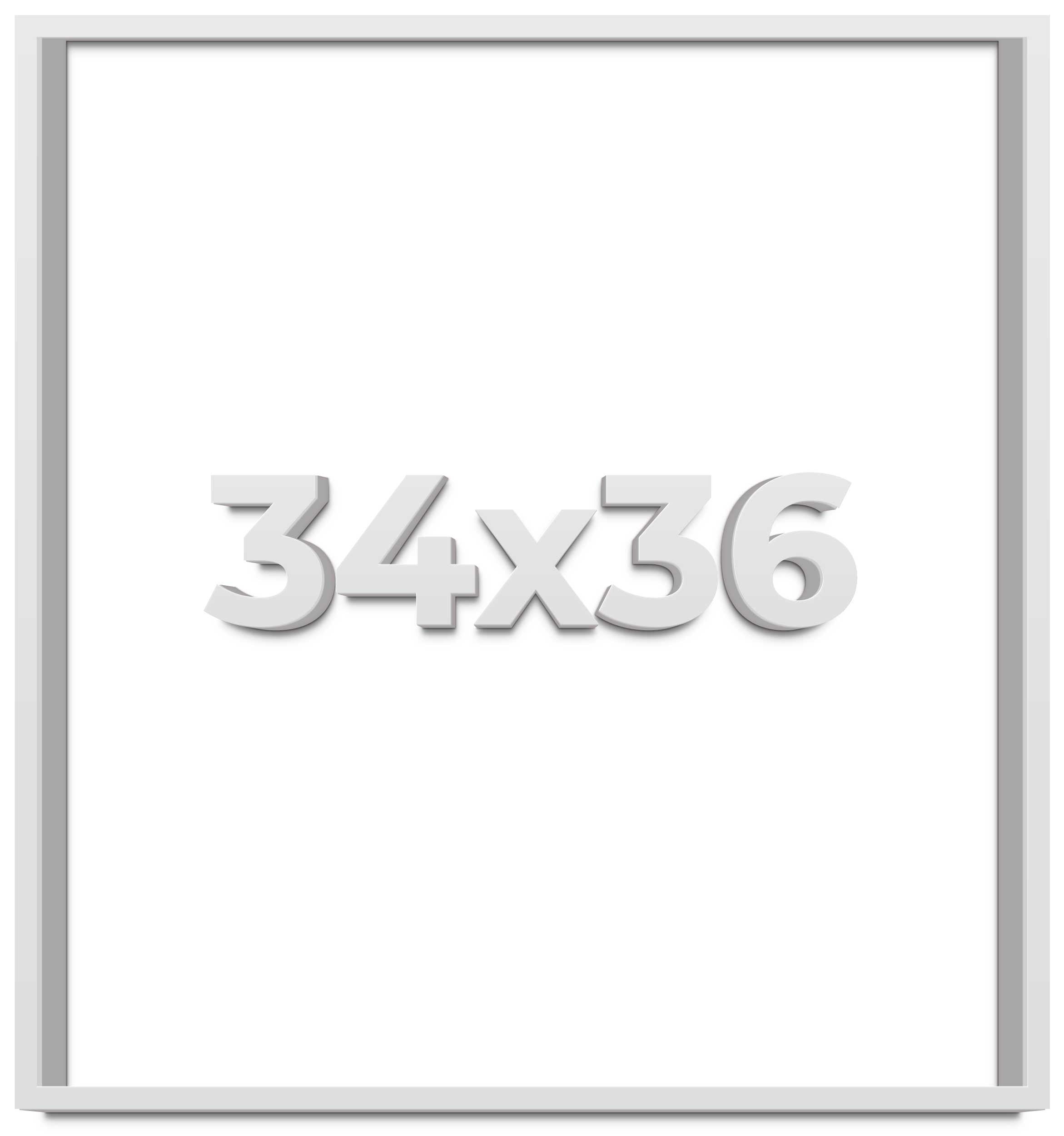 34x36 Shadow Box Frame White | 1 Inches Deep Real Wood Contemporary ...