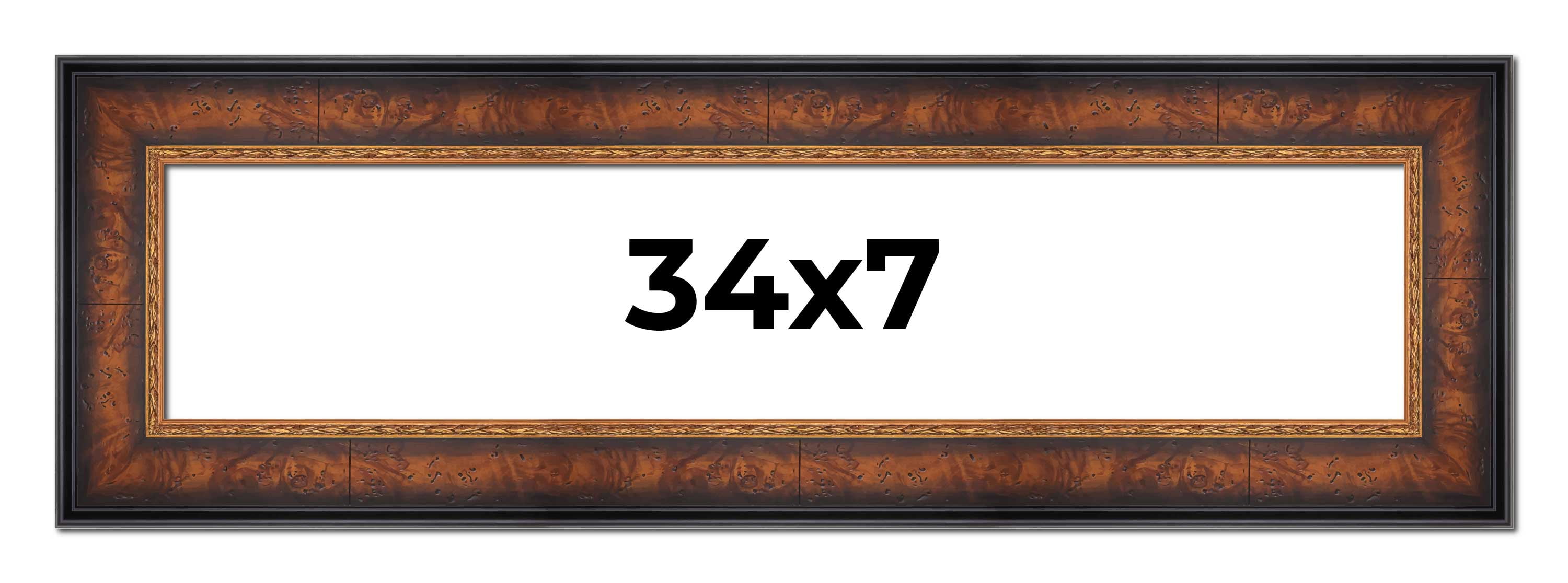 34x7 Frame Brown Walnut Gold Ornate Trim Solid Wood Plein Air Picture ...