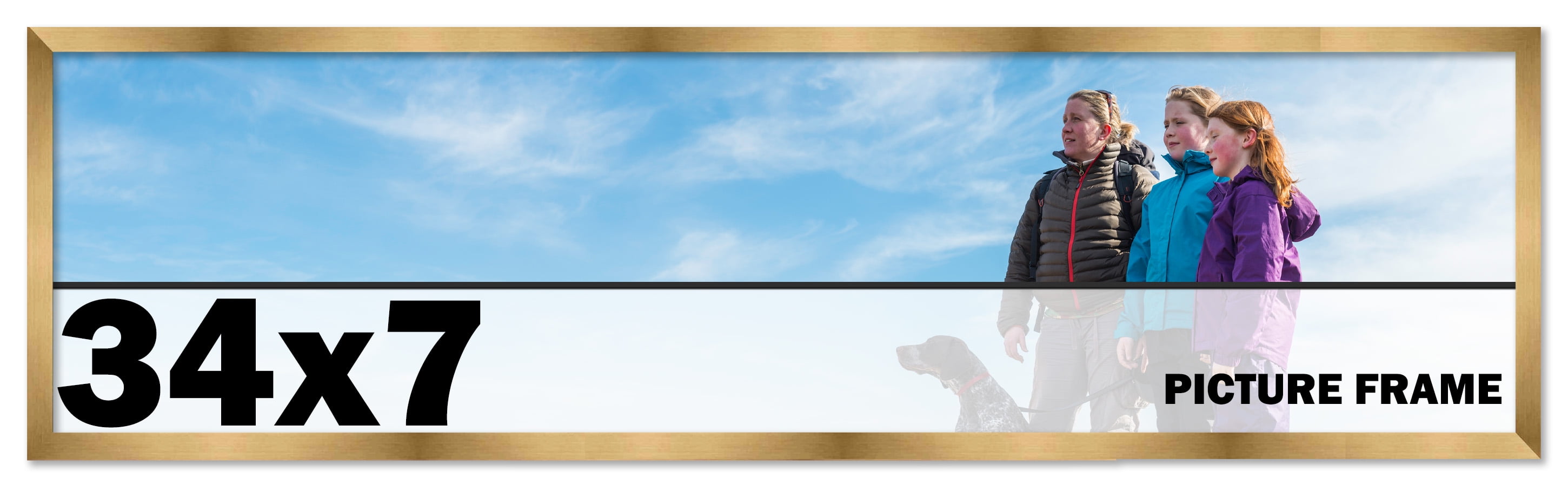 34x7 Frame Gold Bronze Modern Solid Wood Picture Frame | 0.75 Inch ...