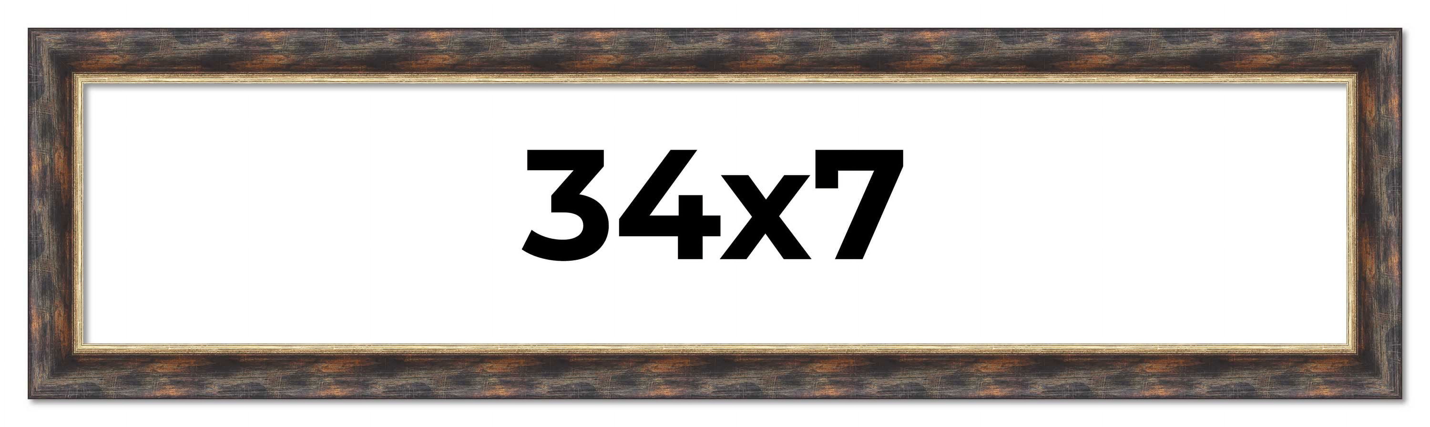 34x7 Frame Gold Real Wood Picture Frame Width 1.5 inches | Interior ...