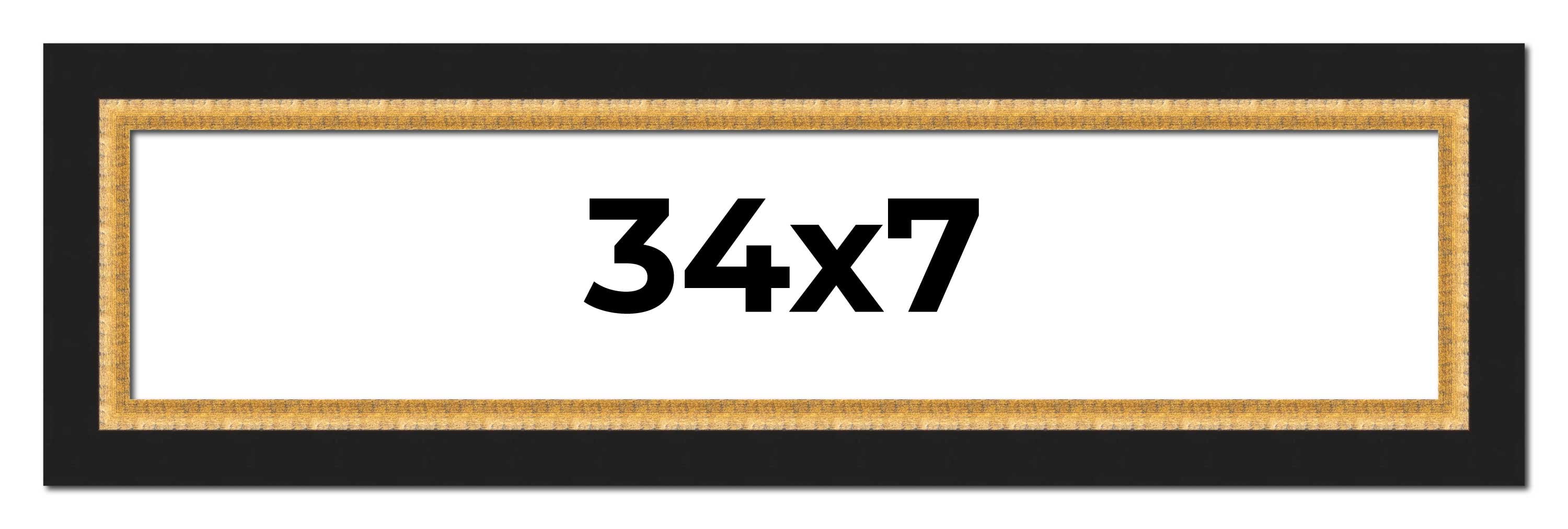 34x7 Frame Gold Real Wood Picture Frame Width 2.25 Inches | Interior ...