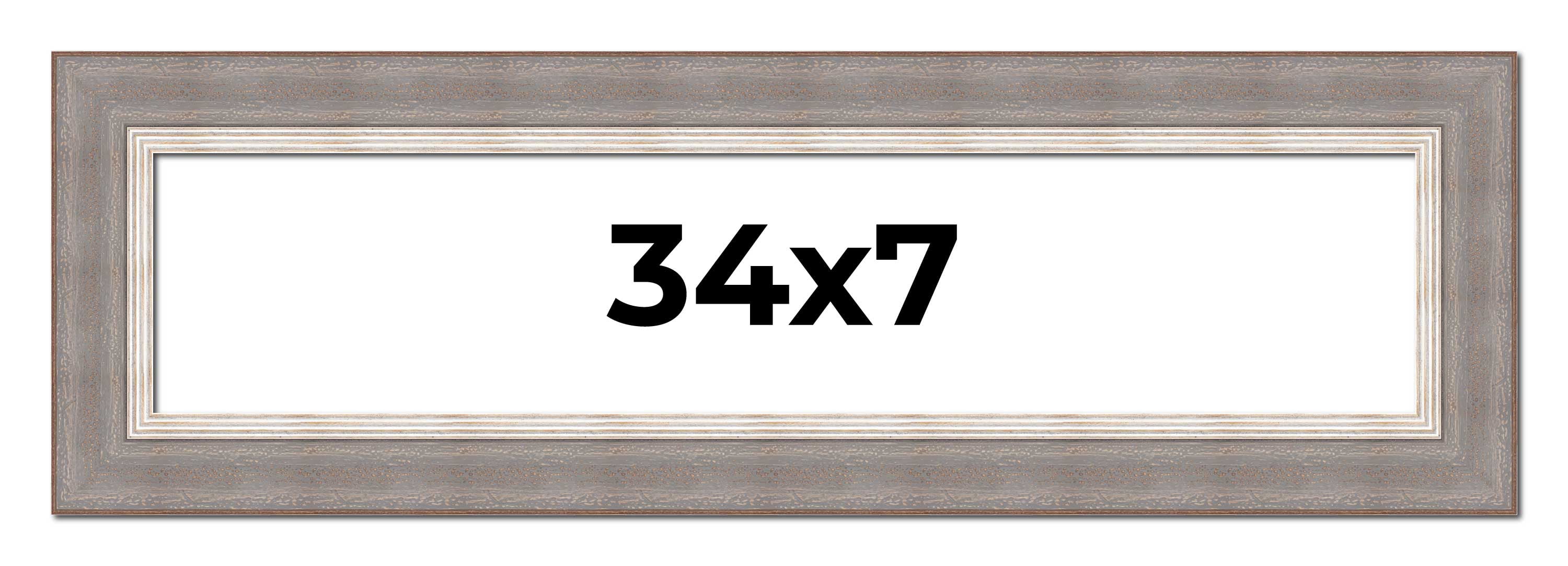34x7 Frame Grey Real Wood Picture Frame Width 2.75 Inches | Interior ...