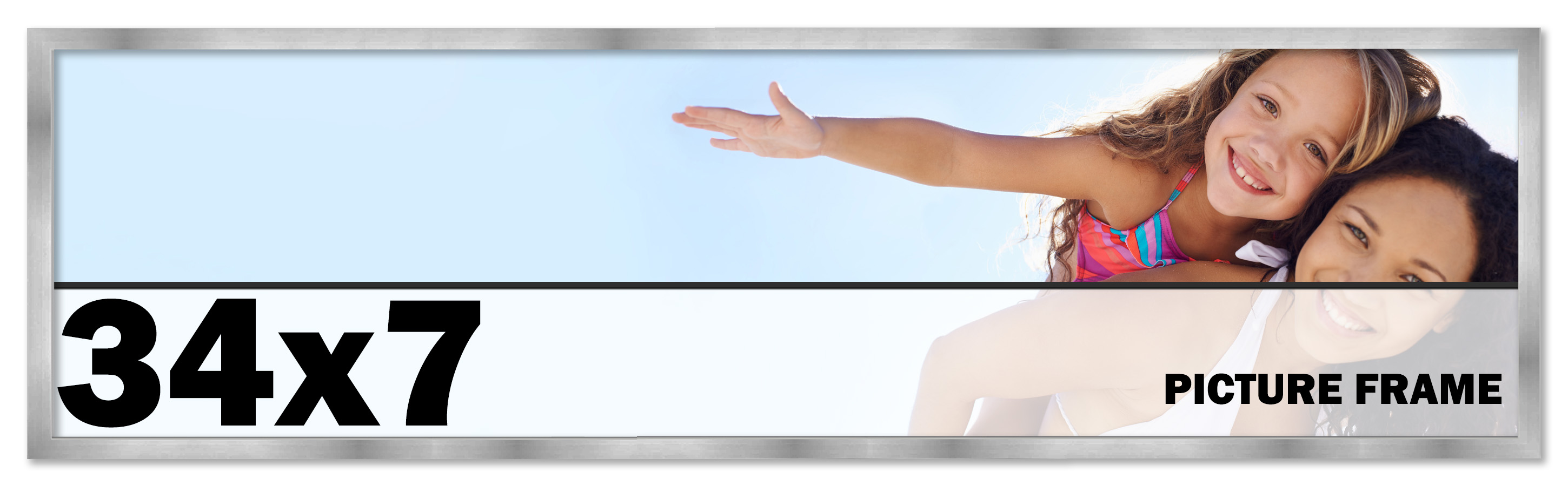 34x7 Frame Silver Stainless Steel Solid Wood Picture Frame | 0.75 Inch ...