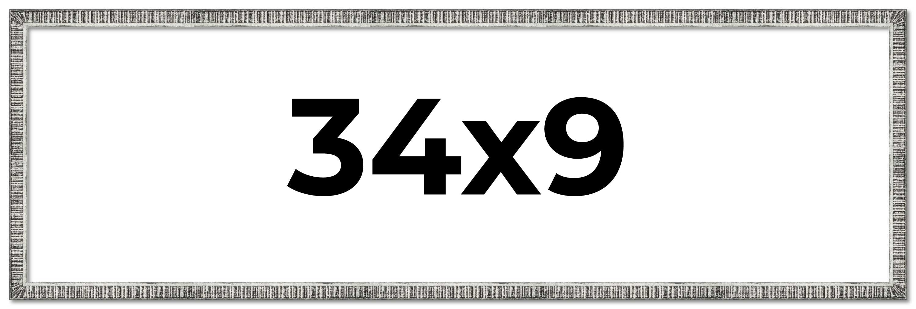 34x9 Frame Silver Picture Frame - Complete Modern Photo Frame Includes ...