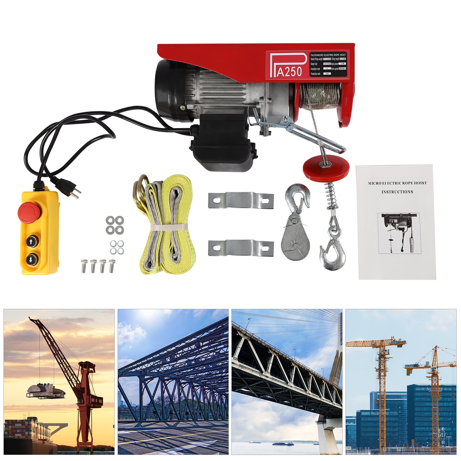 35*10*12cm 510W Pure Copper Motor Electric Hoist ith Remote Control ...