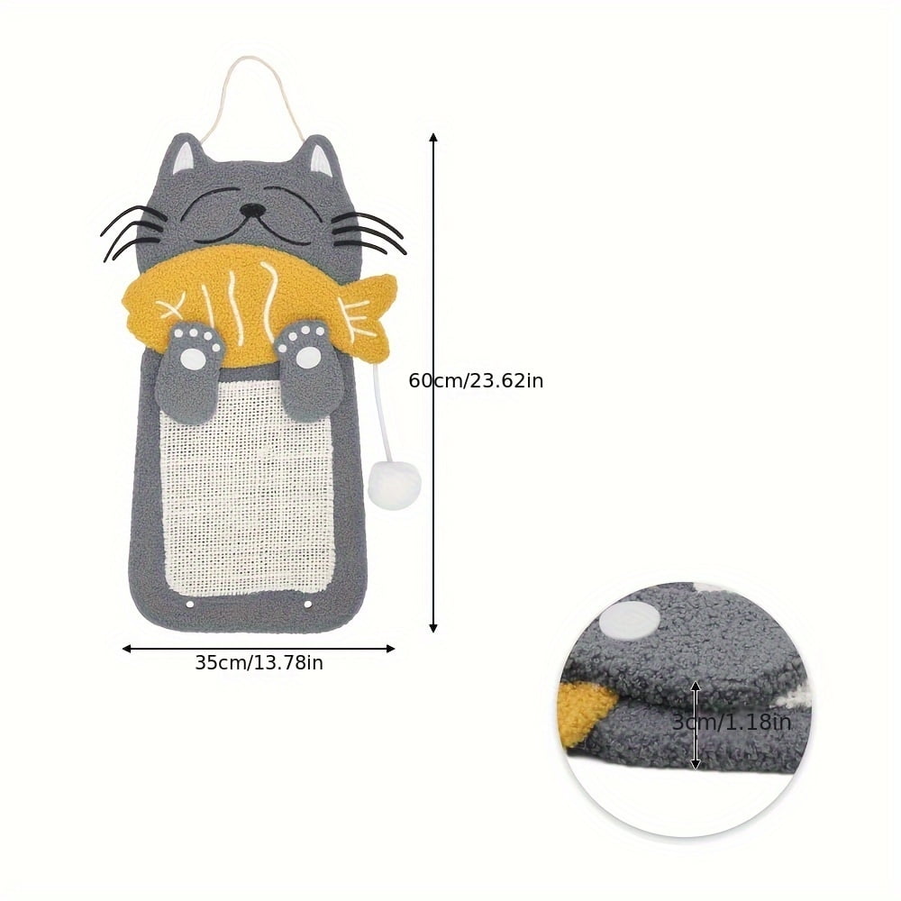 35*3*60cm Hang Wall Cat Scratching Post Cat eats fish Activity Centre ...