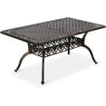 35.4" Patio Dining Table Cast Aluminum Bistro Table with Umbrella Hole ...