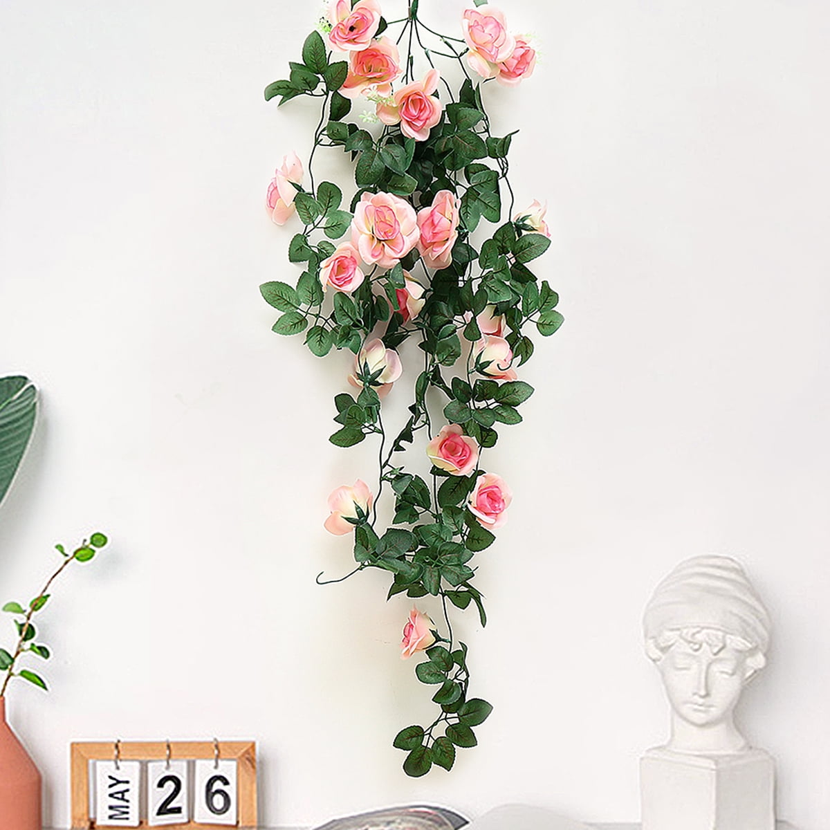 35.4" Artificial Flowers,Hanging Rose Fake Flower,Wall Hanging Faux ...