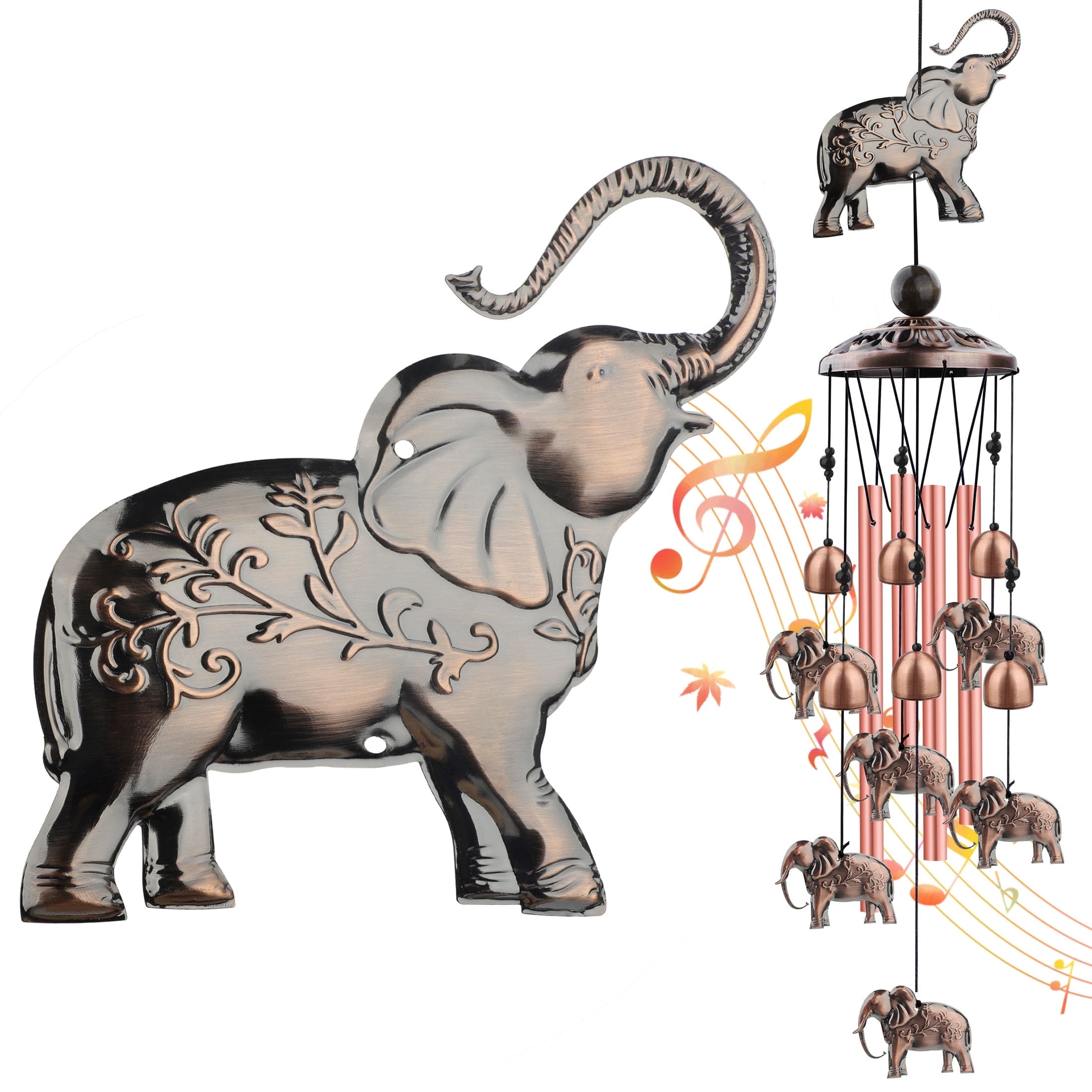 35.4'' Elephant Wind Chimes for Outside, EEEkit Large Retro Wind Bells ...