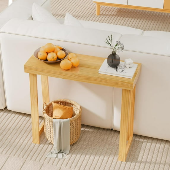 35.4" Entryway Table, Solid Wood Console Table, Narrow Sofa Table ...