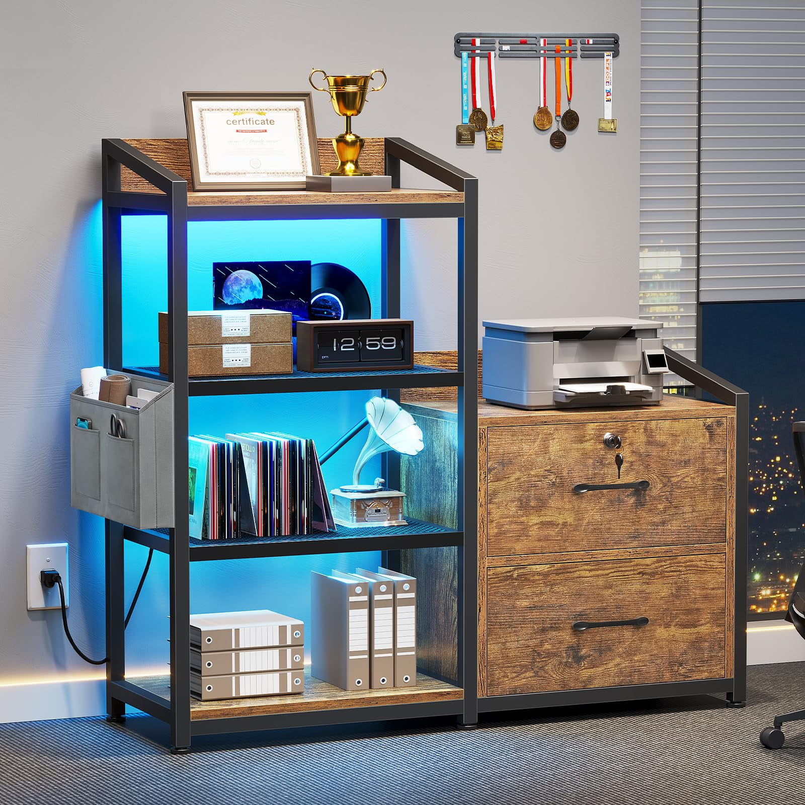 35.4” File Cabinet, Filing Cabinet fits Letter/A4 Size, 2 Drawe File ...