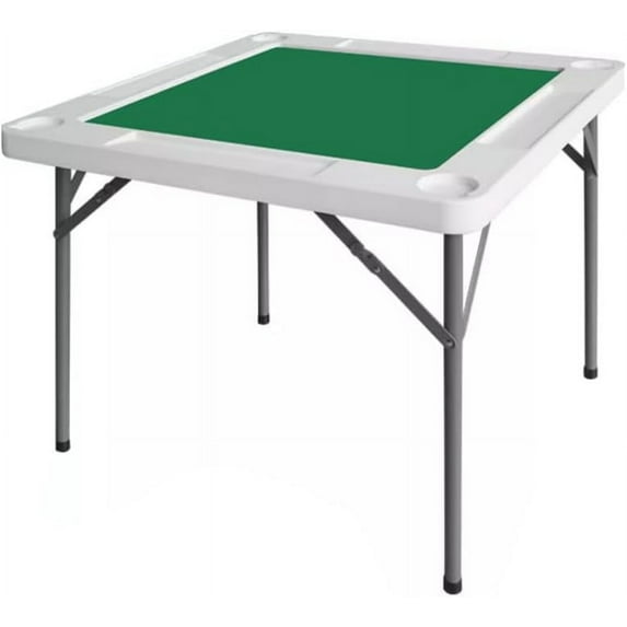 35.4" Folding Square Mahjong Table, Foldable Card Table with Cup ...