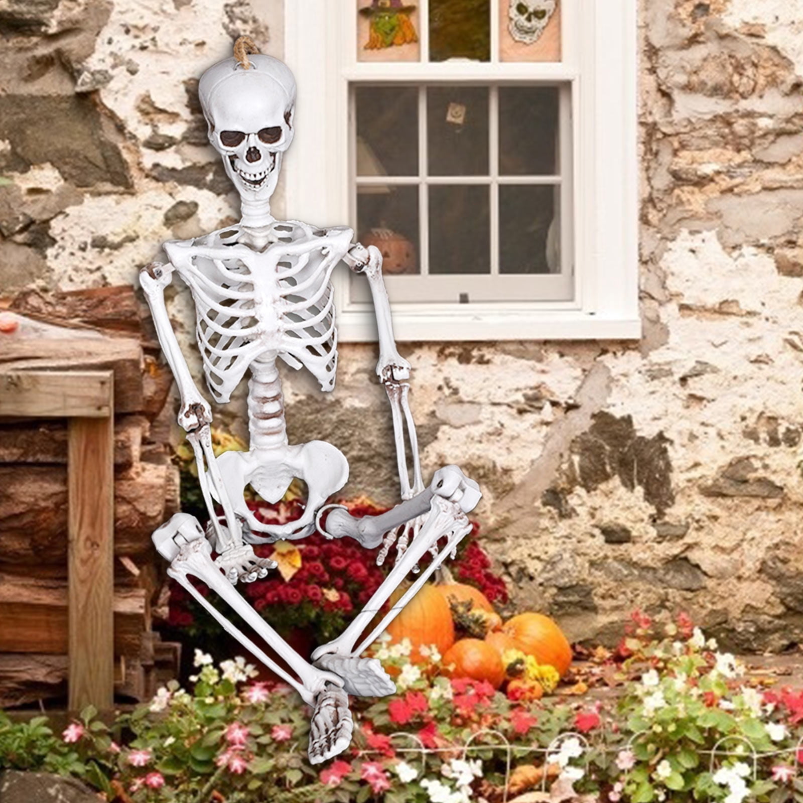 35.4" Halloween Skeleton,Full Body Skeleton with Posable Movable Joints ...