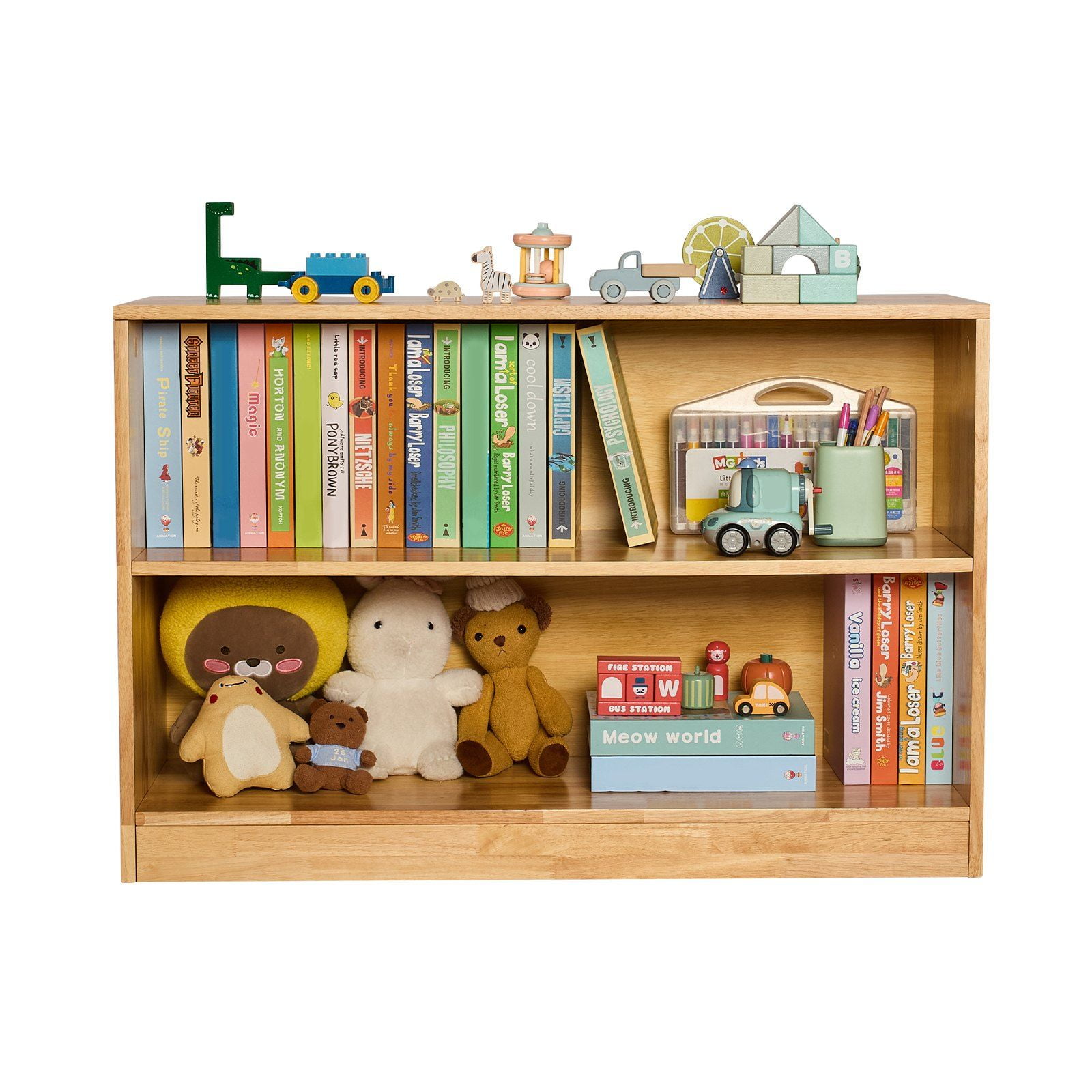 35.4-Inch Montessori Toy Storage Rack, Storage Box - Double Wooden ...