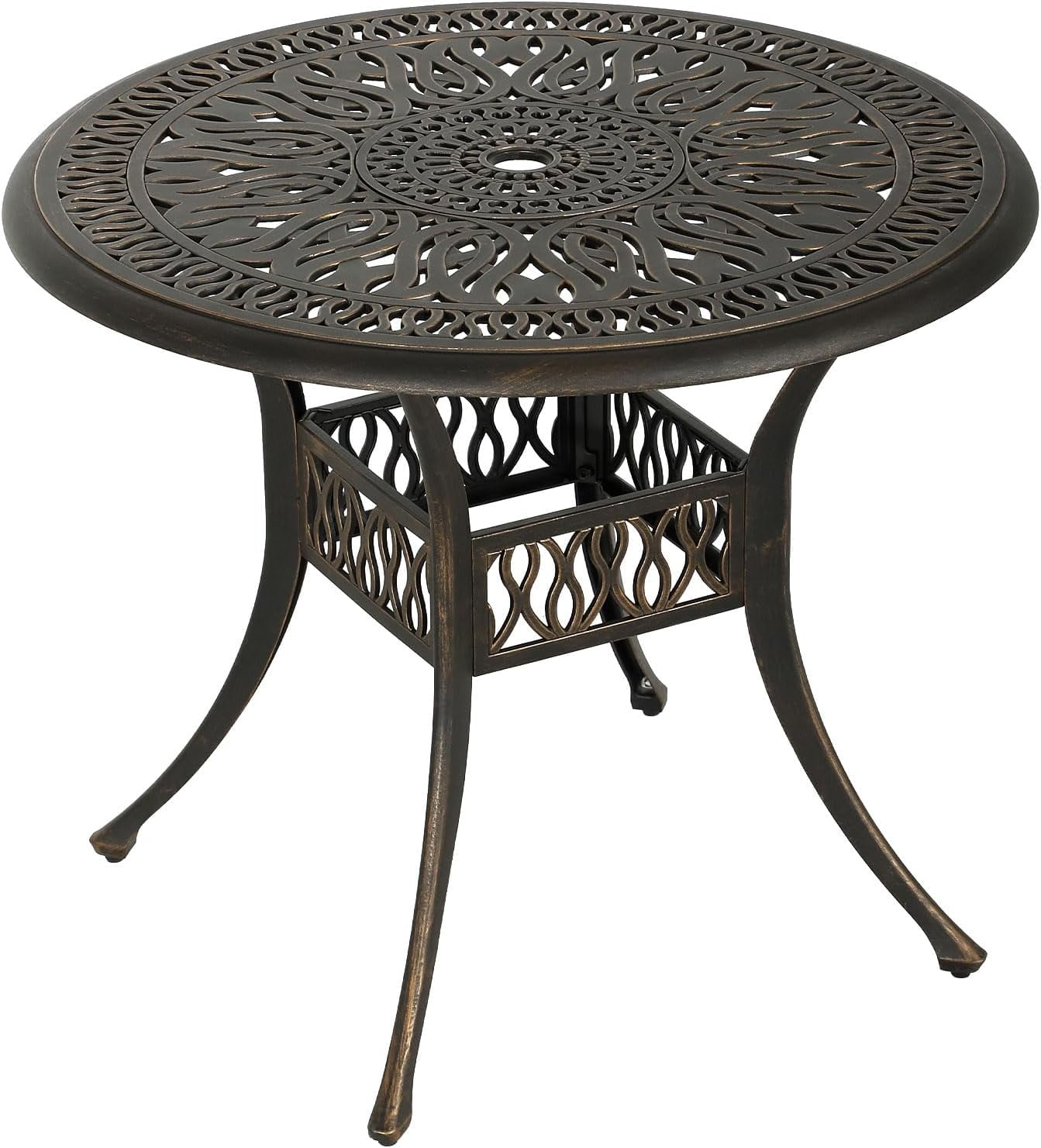 35.4" Round Patio Table Cast Aluminum Outdoor Dining Table Patio Table ...