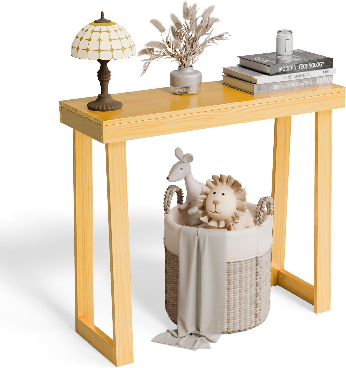 35.4" Solid Wood Console Table, Narrow Entryway Table, Skinny Sofa ...