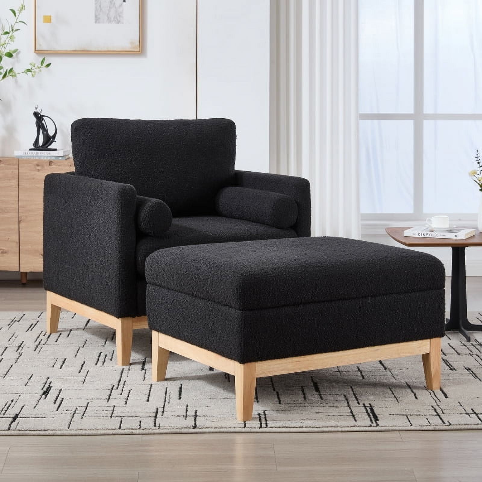 35.4 "Wide Farmhouse Performance Upholstered Wood Base Square Accent ...