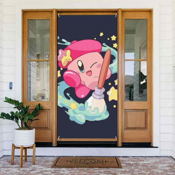 35.4″ X 72.8″Kirby Birthday Party Door Banner Decorative For Front Door ...