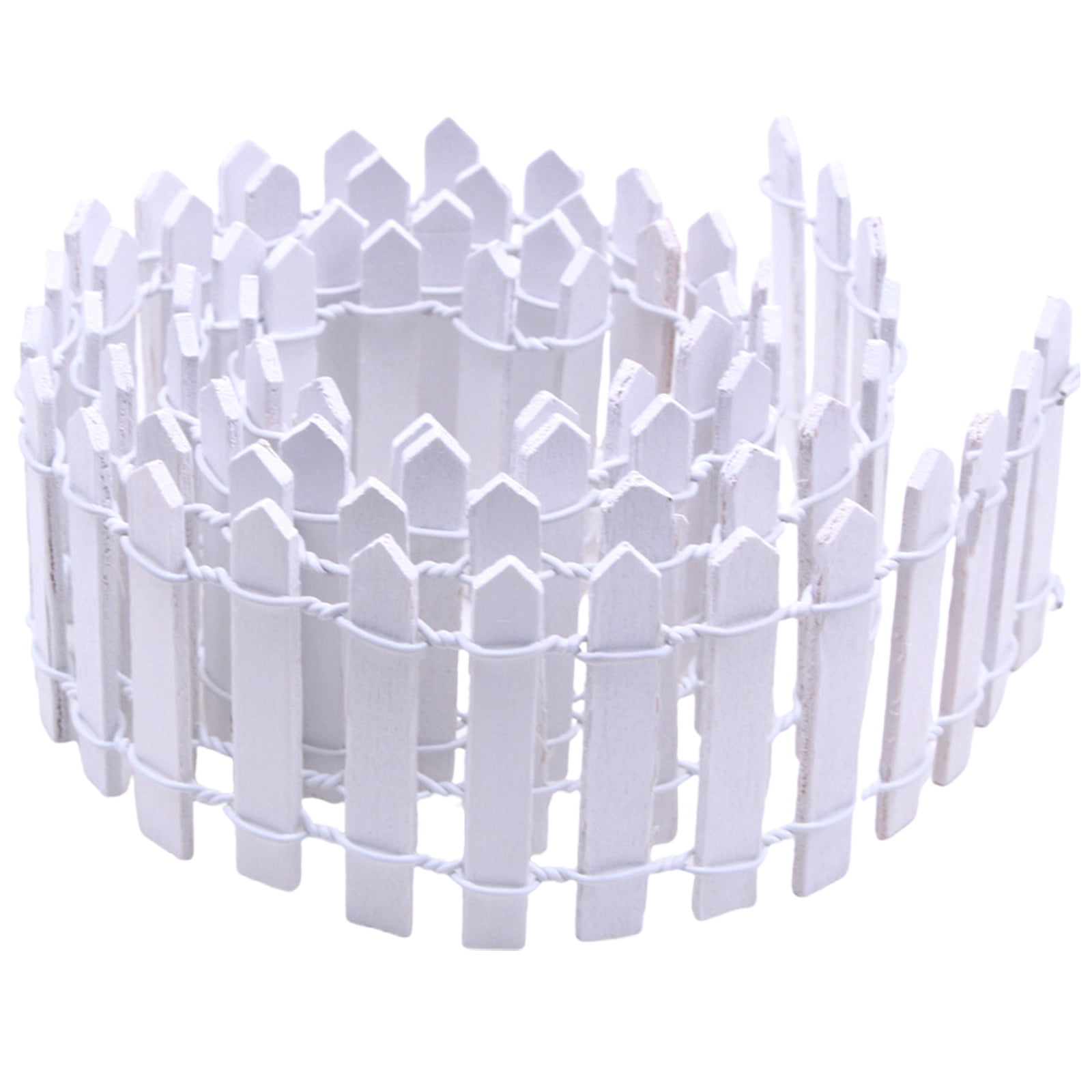35.4"x2" White Miniature Wooden Picket Fence, Flexible Mini Garden ...