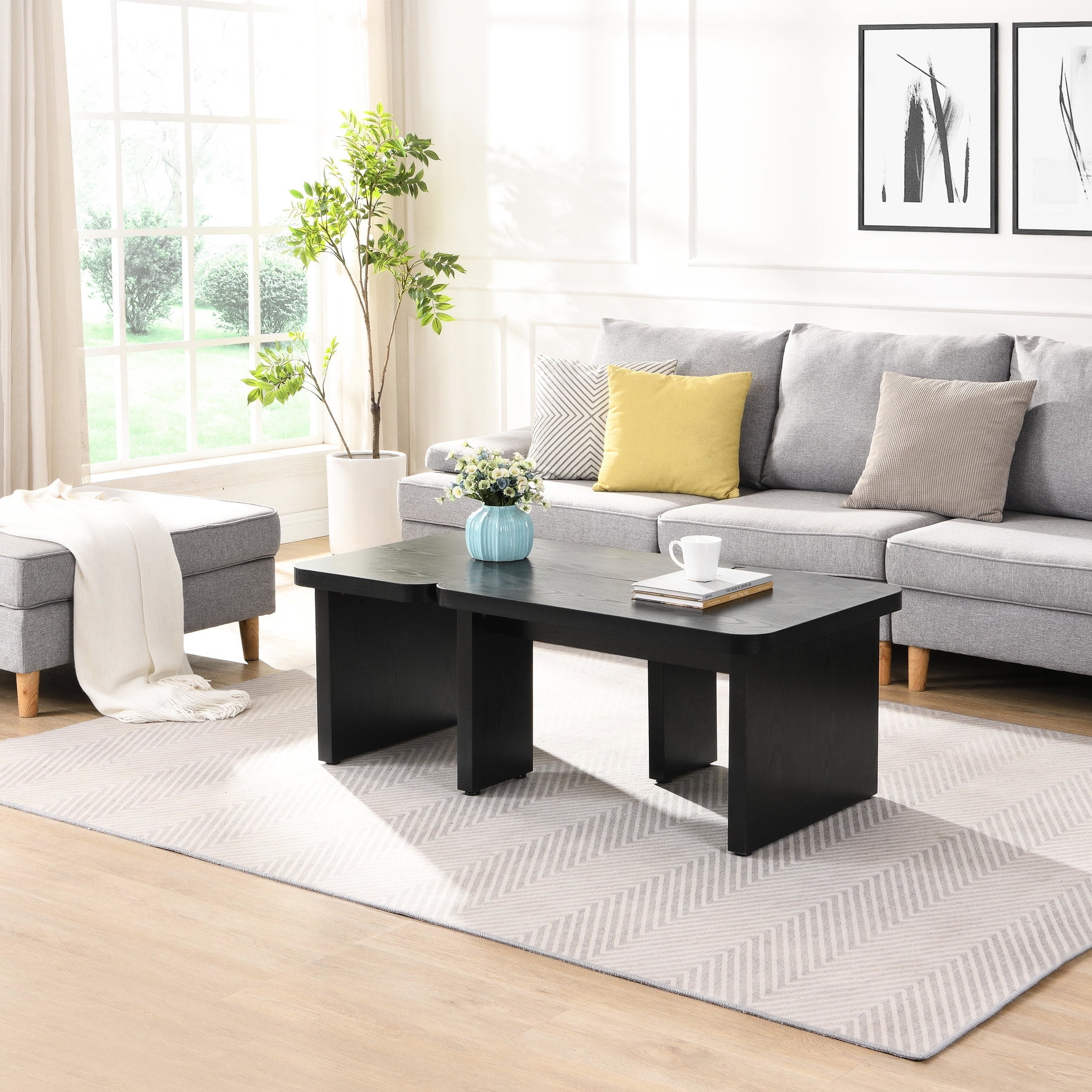 35.43*31.49 inch Detachable L-Shape Coffee Table for Garden Simple ...