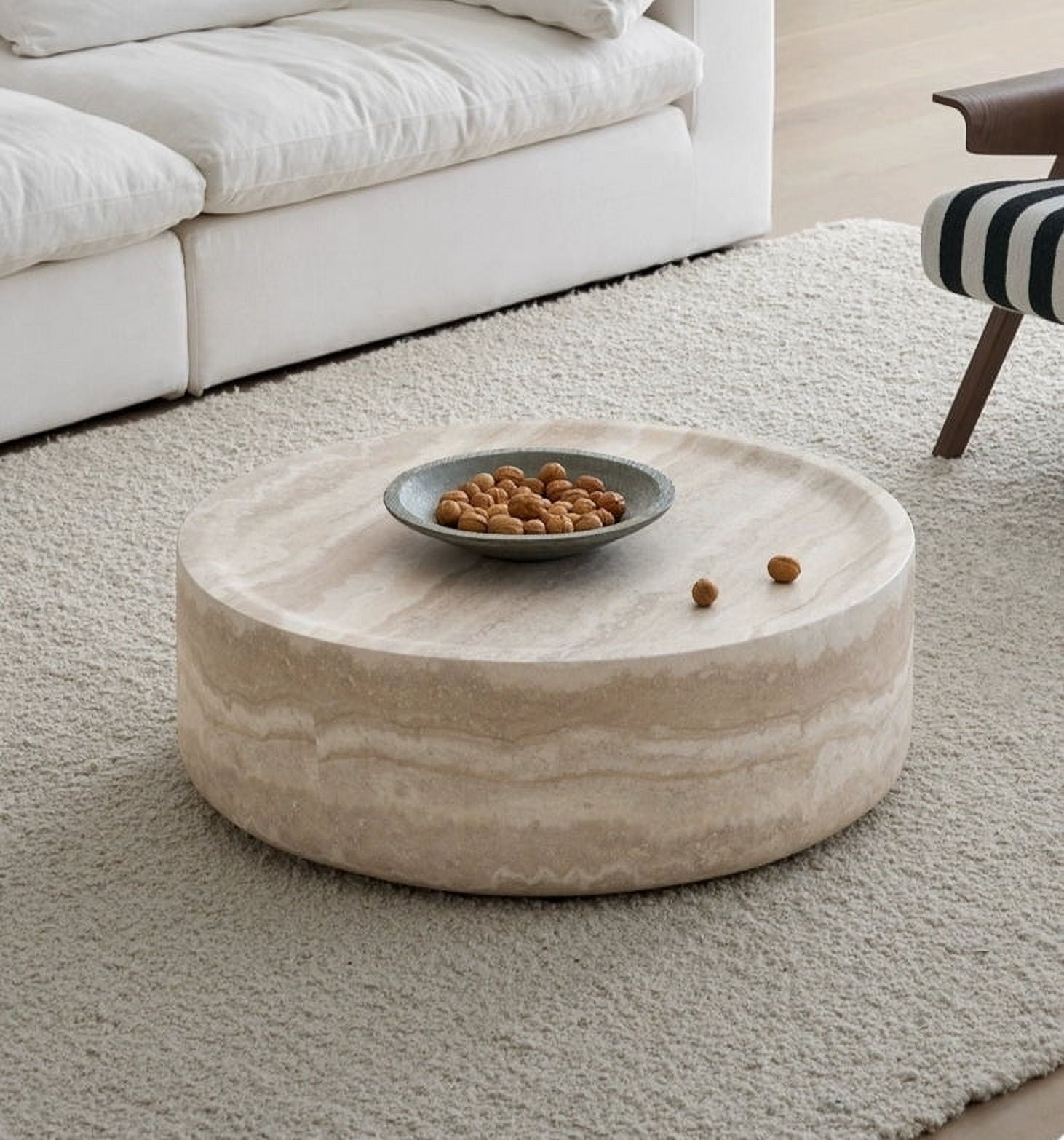 35.43'' Faux MARS Pattern Coffee Tables for Living Room Round Tea Faux ...