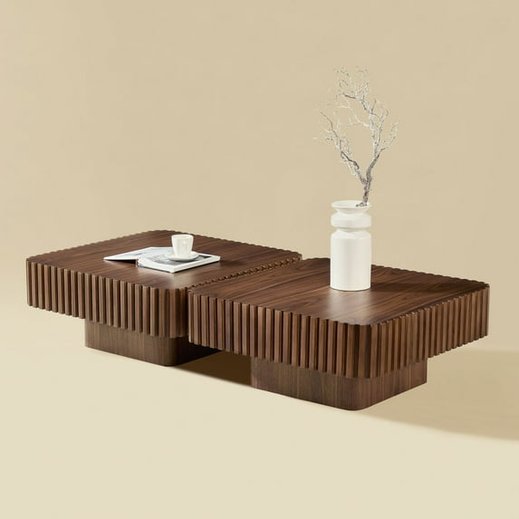 35.43 Inch Modern Handcraft Drum Coffee Table Square Coffee Table for ...