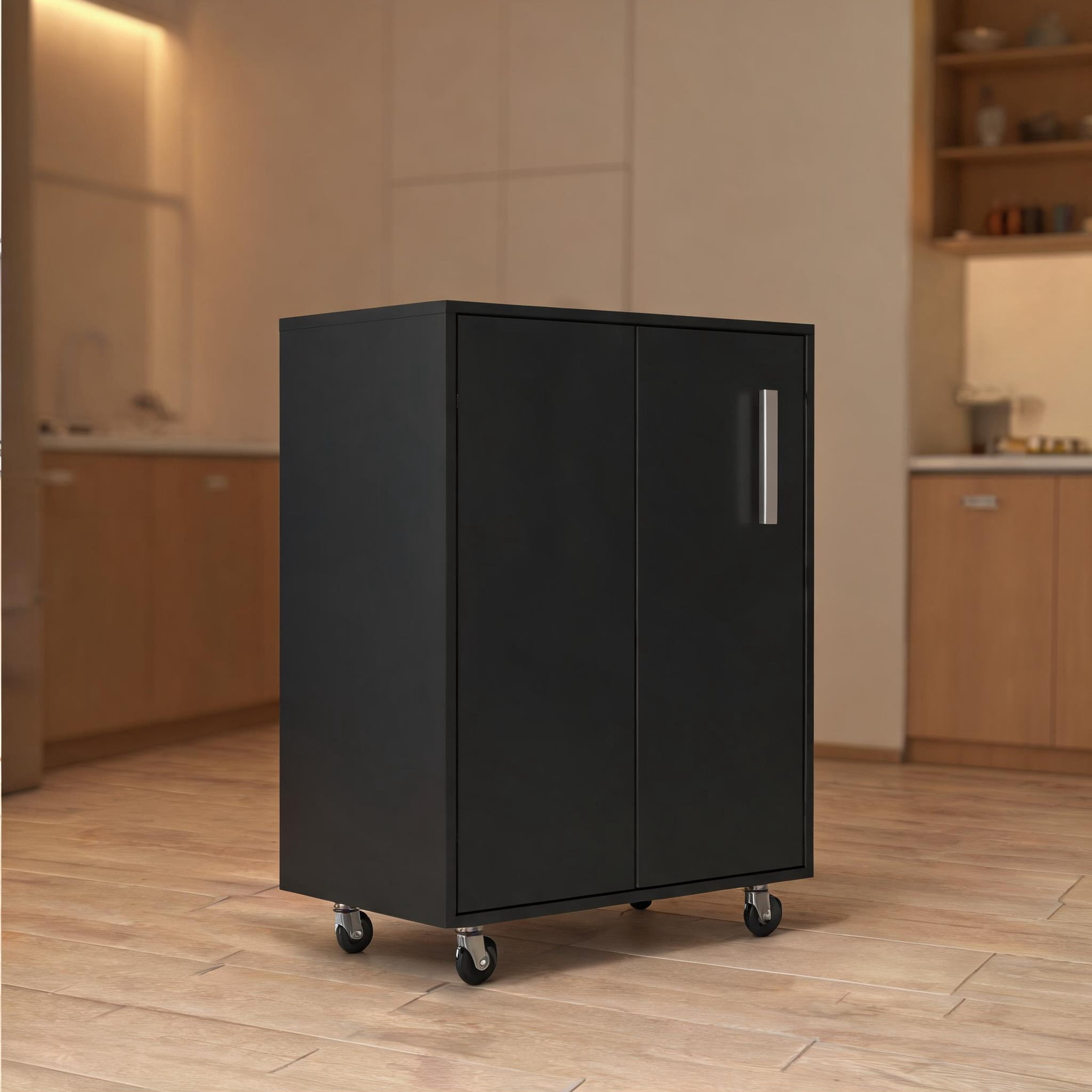 35.43-Inch Tall Double Door Rolling Storage Cabinet Particle Board ...