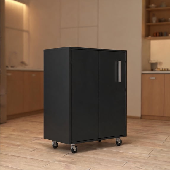 35.43-Inch Tall Double Door Rolling Storage Cabinet Particle Board ...