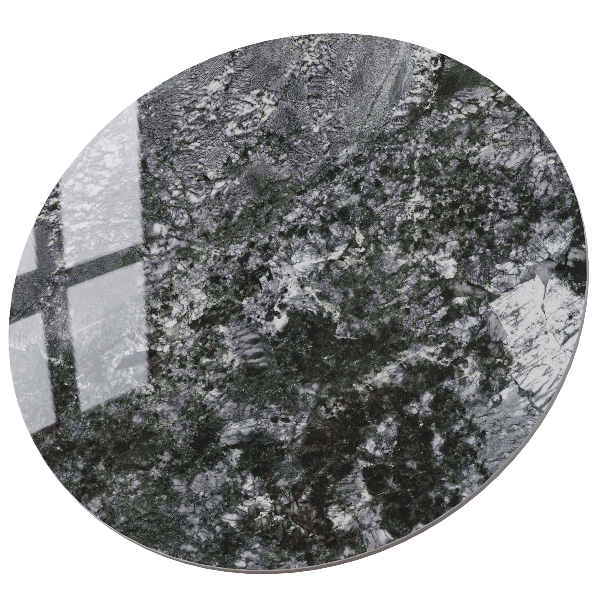 35.43" Round Forest Green Speckle Sintered Stone Table Top, Scratch ...