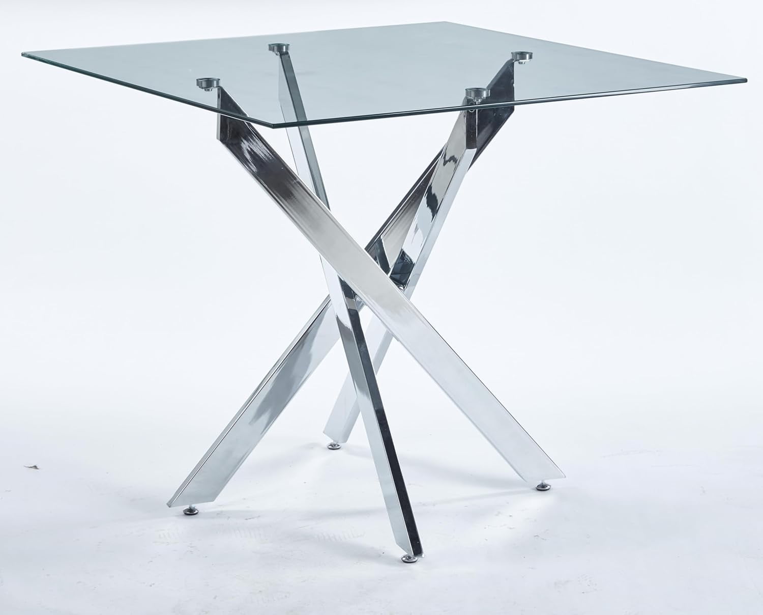 35.43" Square Glass Dining Table for 2-4 People,Modern Clear Glass ...