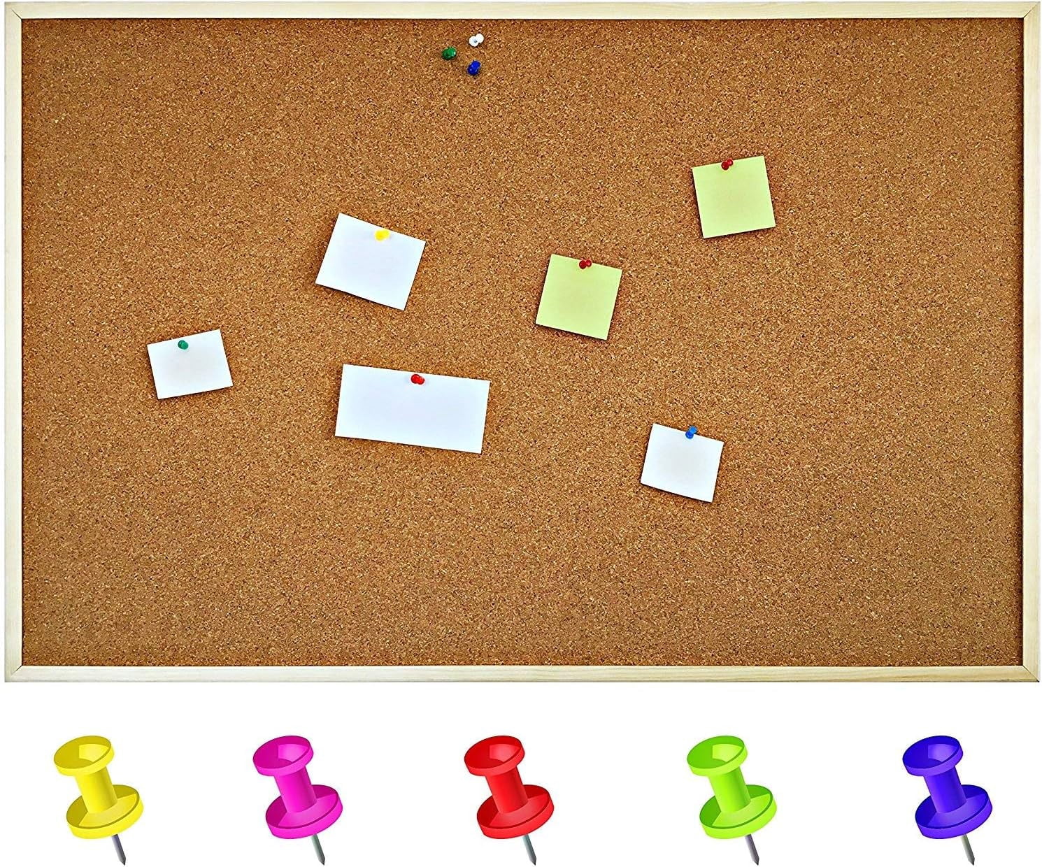 35.43 x 23.62 in Cork Pin Notice Board (+/- 1.18 in) | Wooden Pine ...