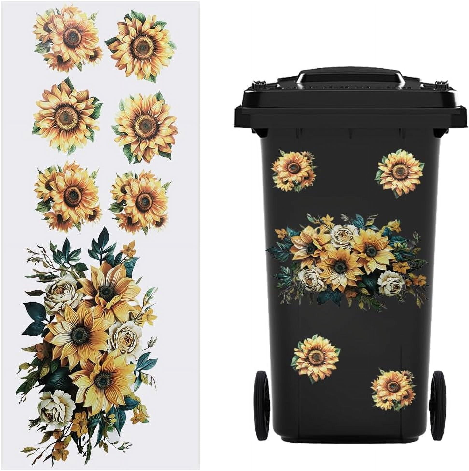 35.43x11.81 Inch Large Sunflower Trash Stickers Self Adhesive Wall ...